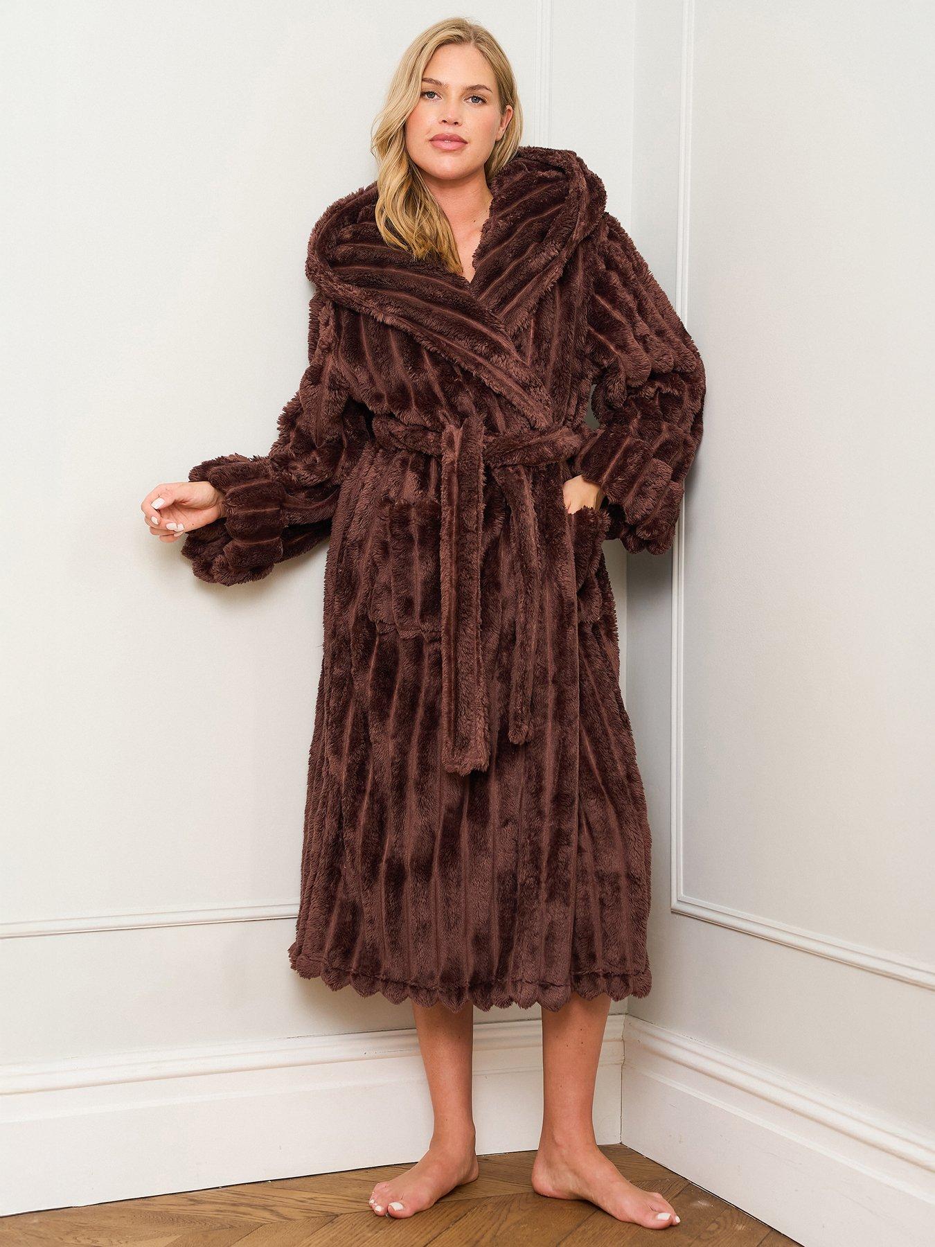 Jim Jam The Label Chocolate Ribbed Dressing Gown - Chocolate | Very