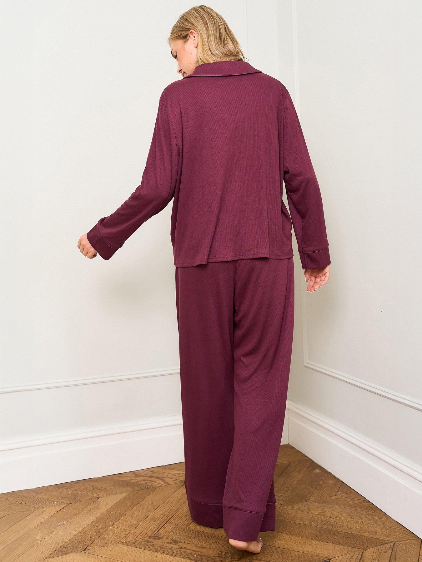 Jim Jam The Label Burgundy Traditional Pyjama Set - Burgundy | Very