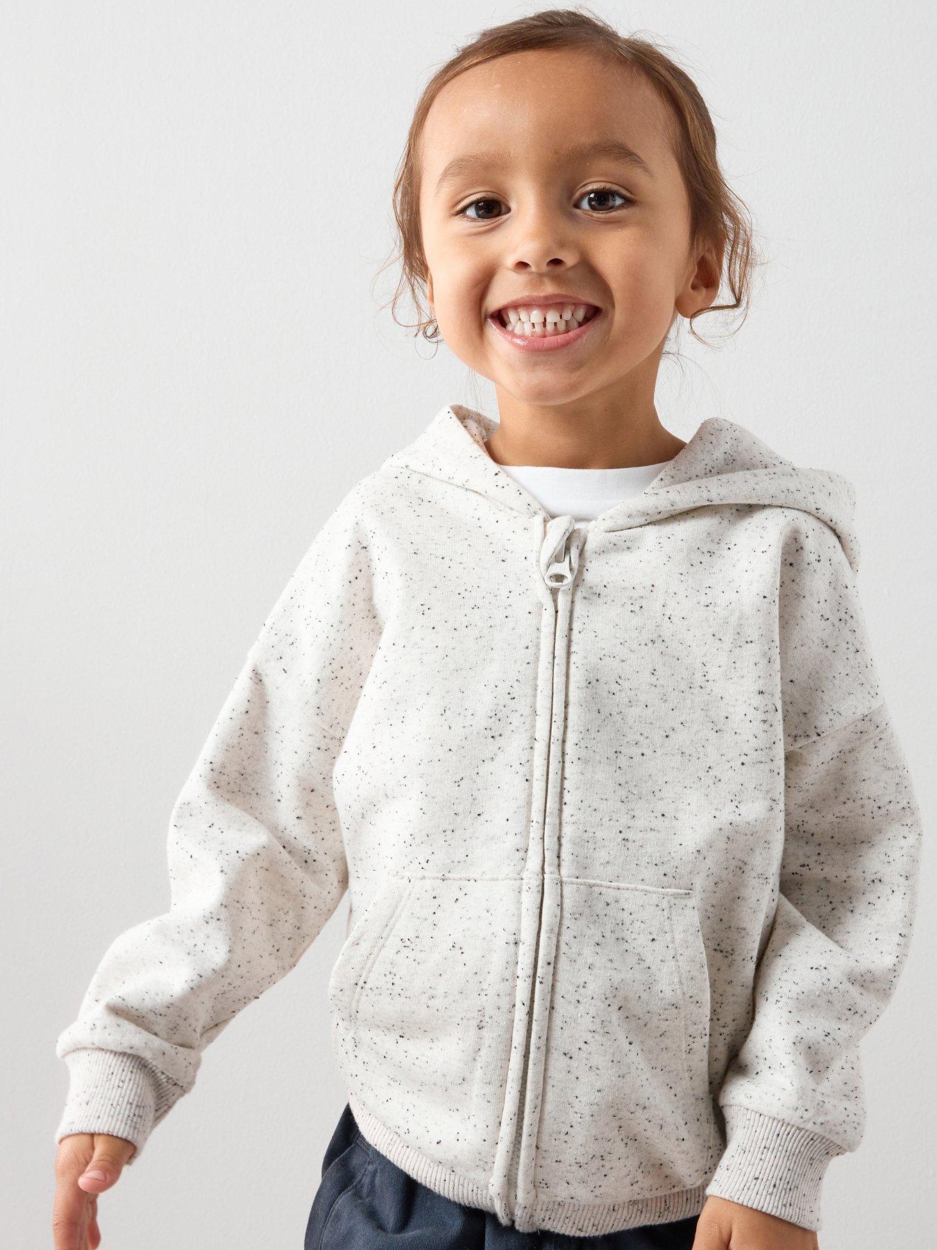 The Very Collection Boys Drop Shoulder Zip Through Hoodie - Cream | Very