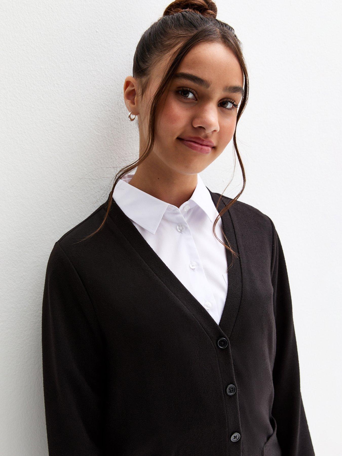 New Look 915 Girls Longline School Cardigan - Black | Very