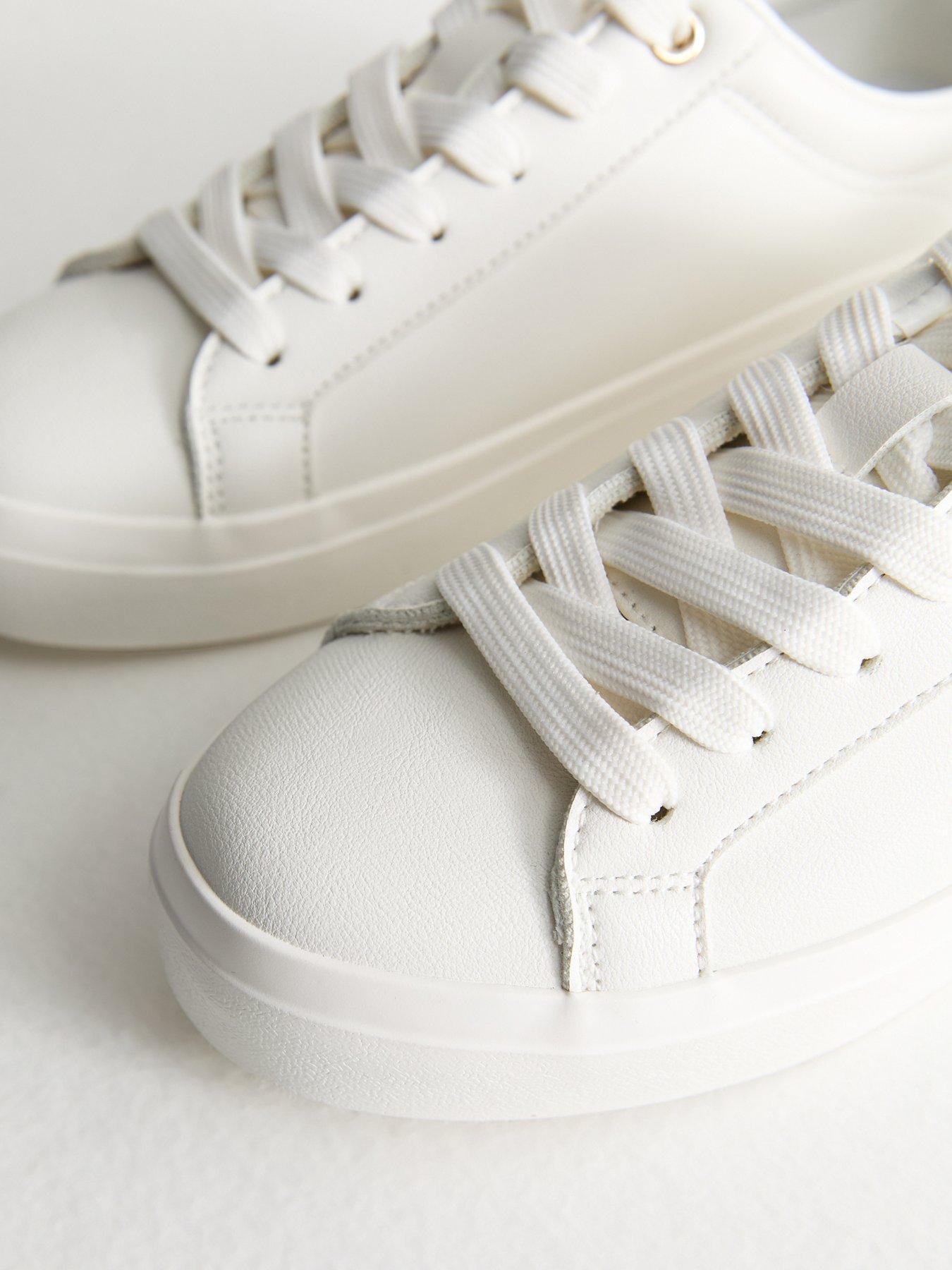 New Look Faux Leather Contrast Heel Tab Trainers - White | Very