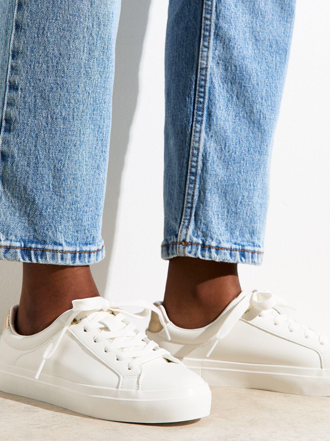 New Look Faux Leather Contrast Heel Tab Trainers - White | Very