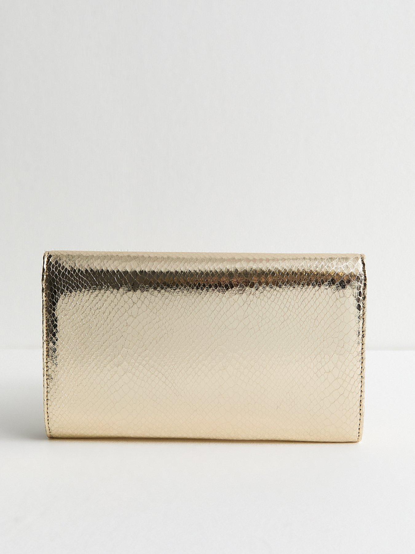 New Look Gold Metallic Bar Snakeskin Texture Clutch | Very