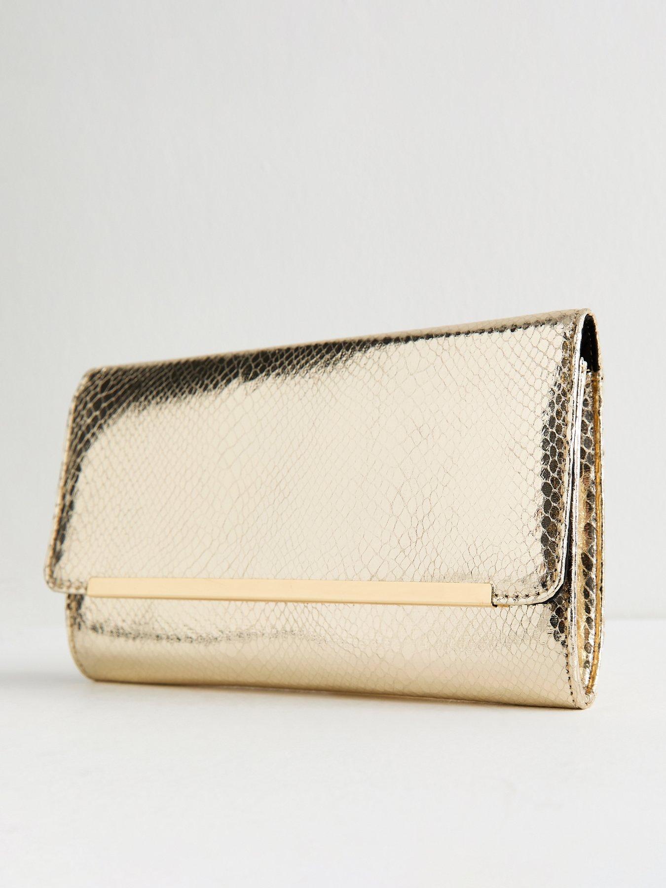 New Look Gold Metallic Bar Snakeskin Texture Clutch | Very