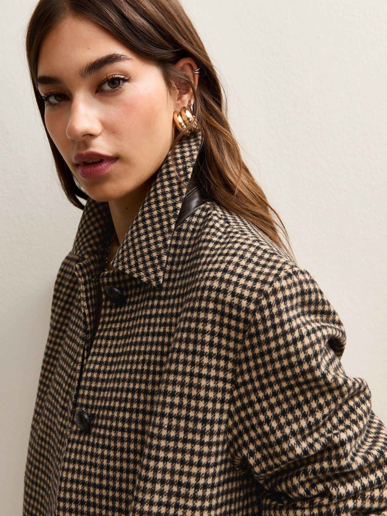 New Look Checked Belted Longline Coat - Brown | Very