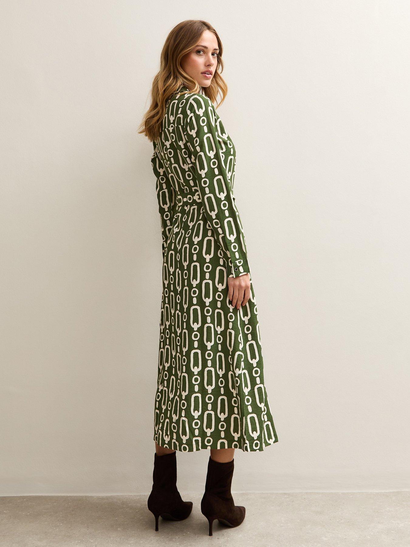 New Look Green Graphic Print Midi Shirt Dress | Very