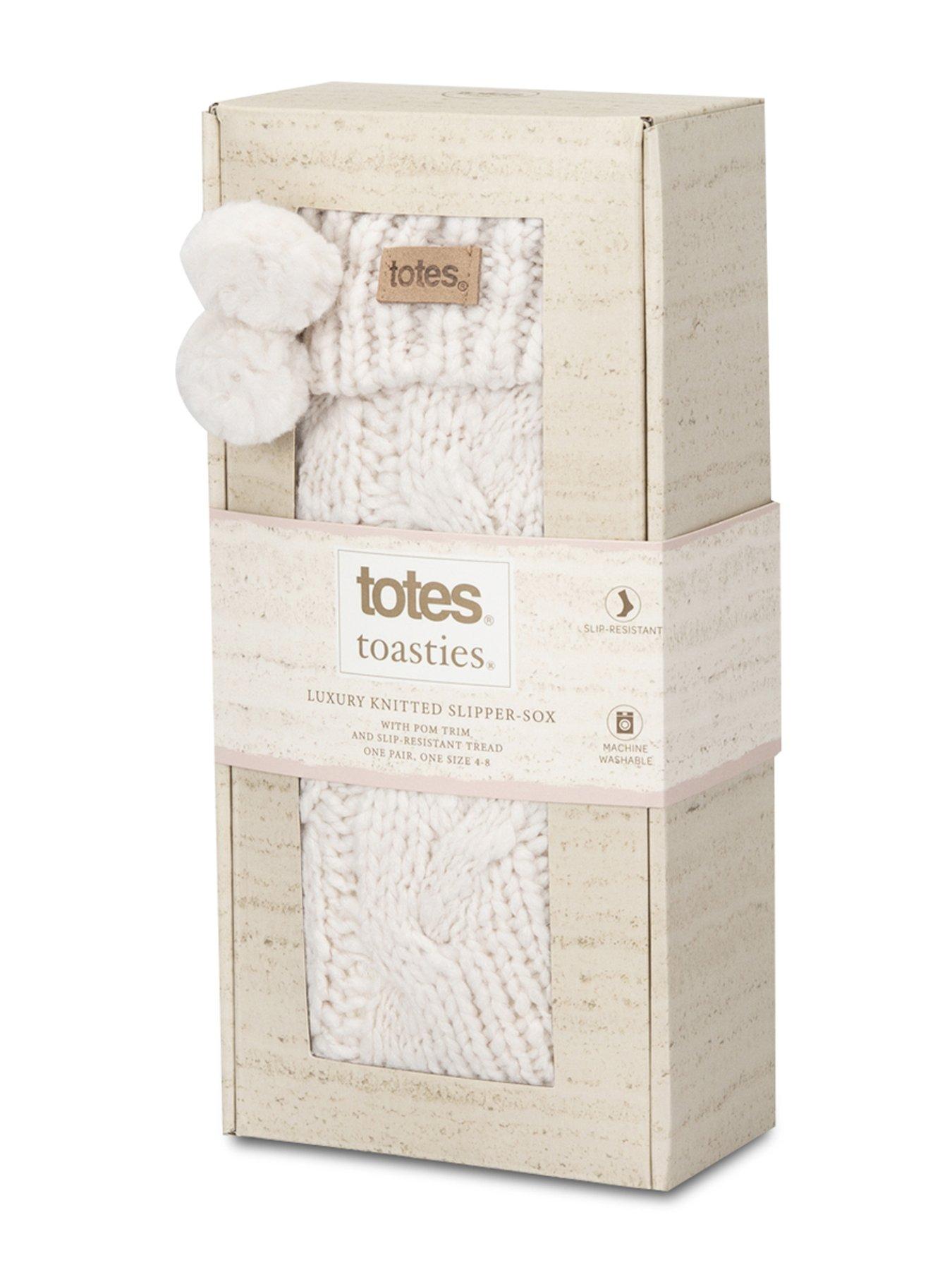 TOTES Toasties Ladies Luxury Chunky Knit Slipper-sox With Tassel Trim ...