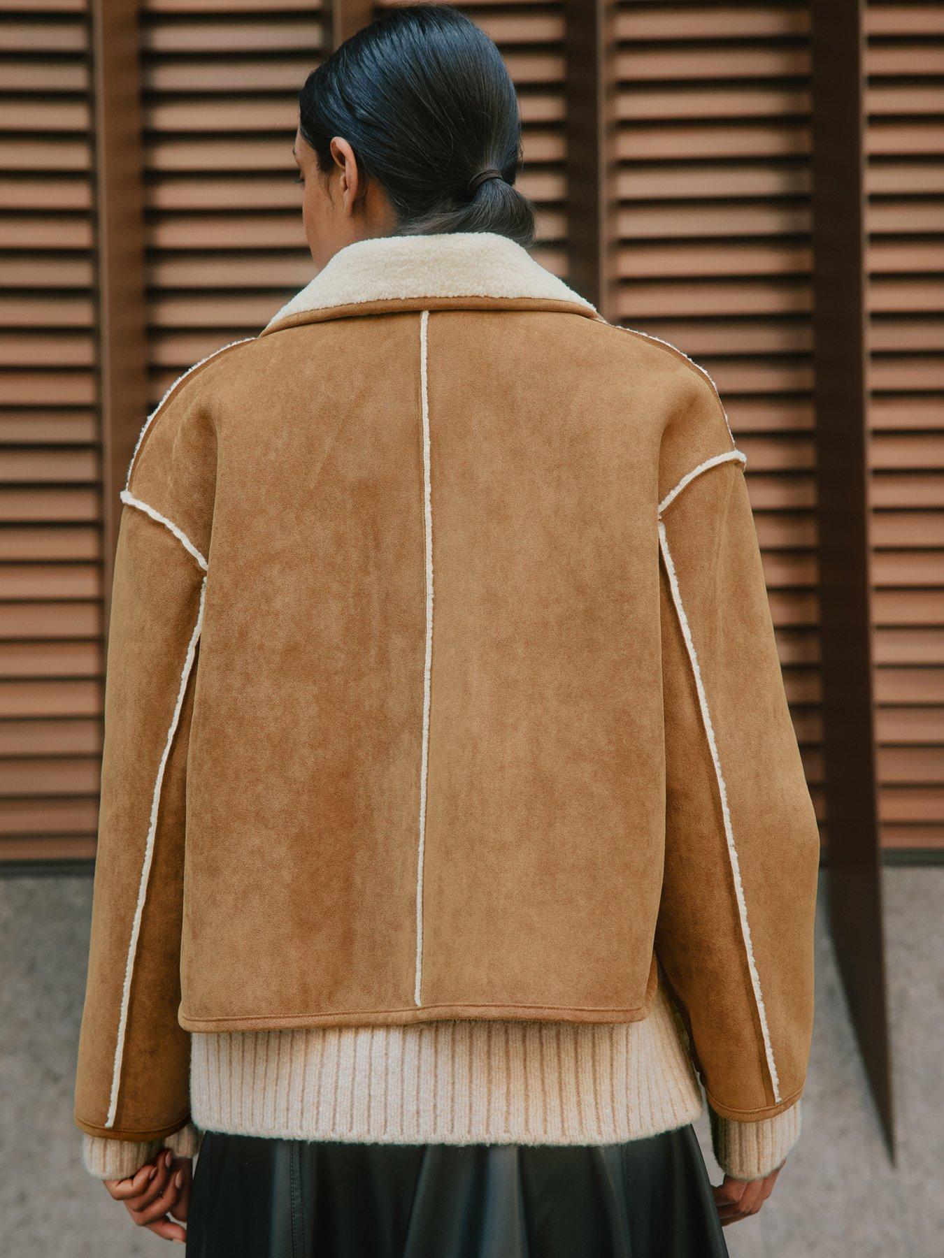 Albaray Faux Sheepskin Jacket - Brown | Very