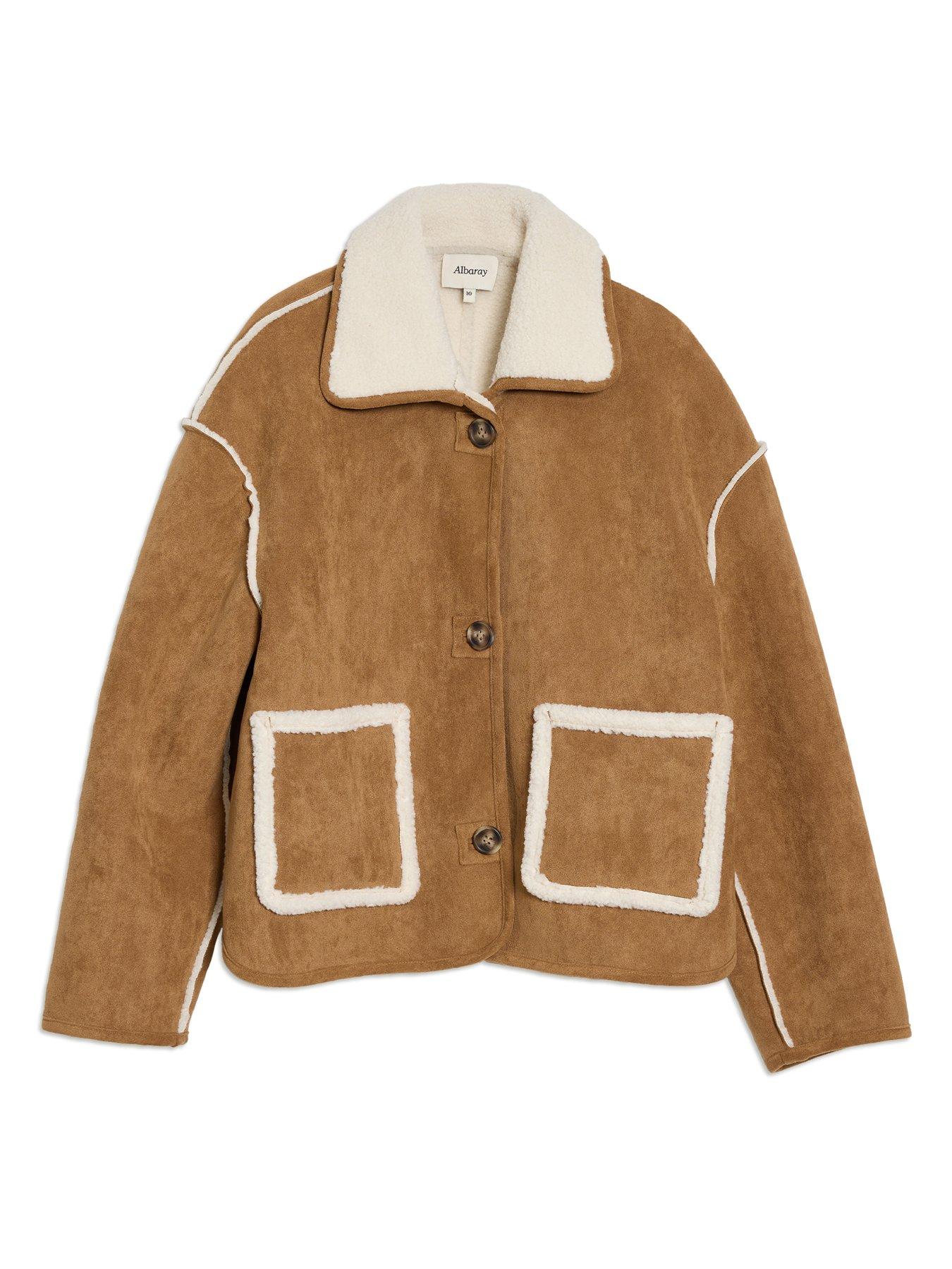 Albaray Faux Sheepskin Jacket - Brown | Very