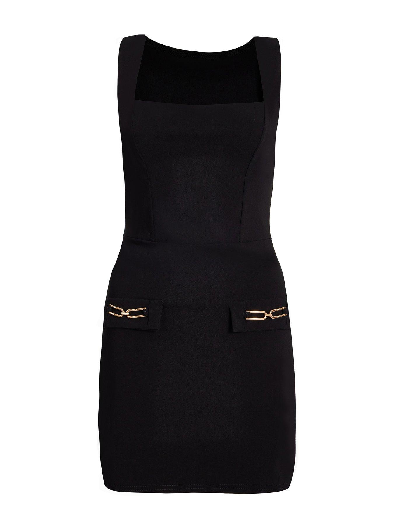 Quiz Black Pocket Detail Mini Dress | Very