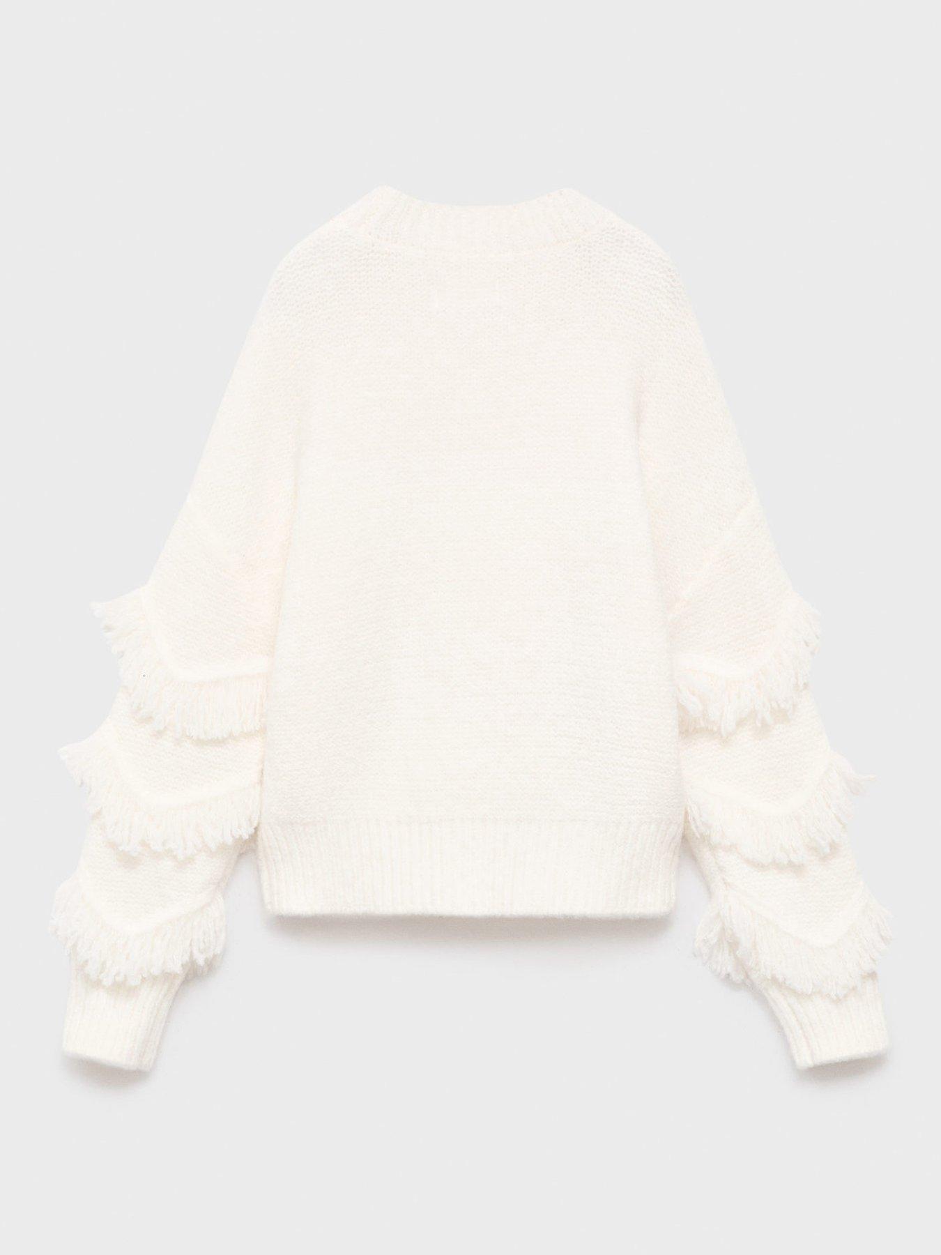Mango Girls Fringe Knitted Jumper - Light Cream | Very