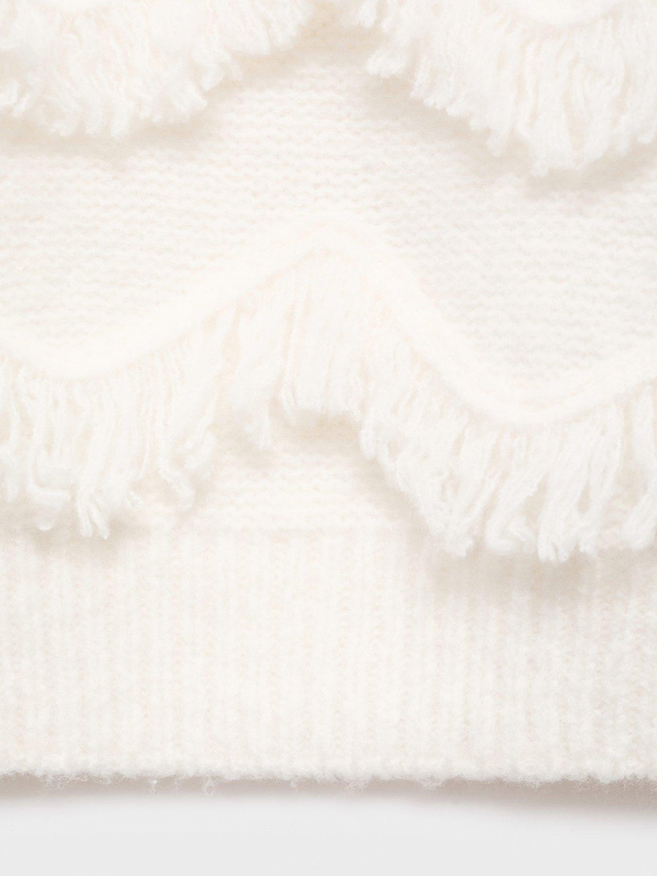 Mango Girls Fringe Knitted Jumper - Light Cream | Very