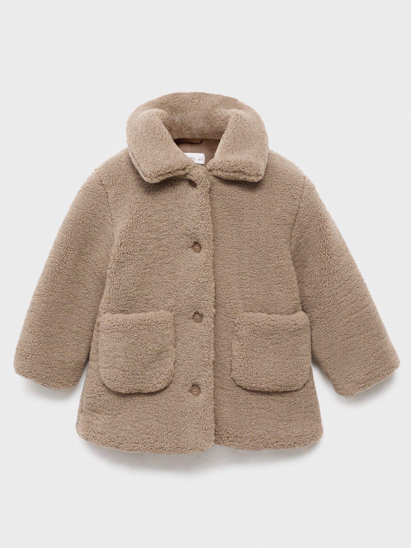 Mango Younger Girls Borg Coat - Grey | Very