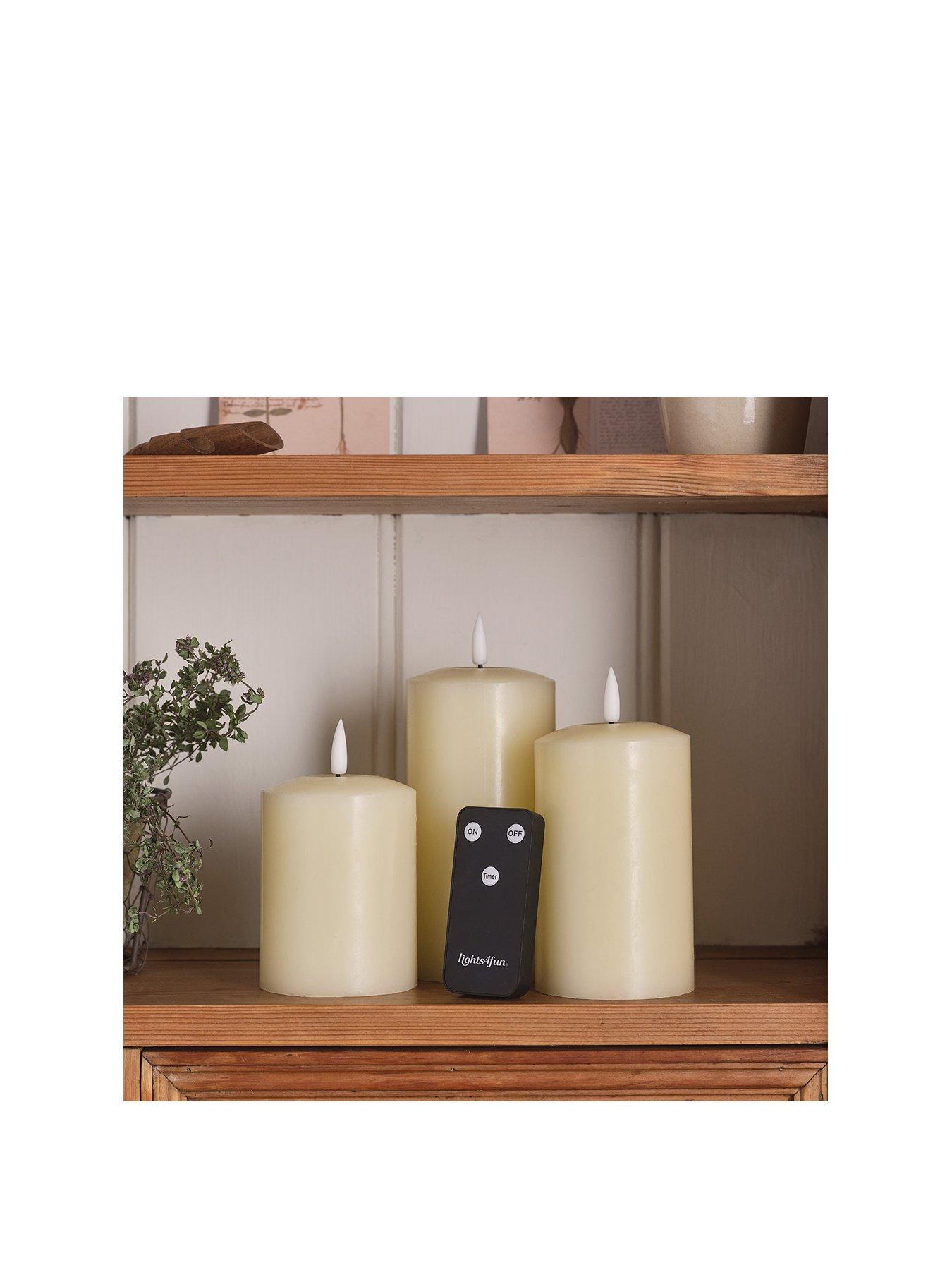 Lights4Fun TruGlow Ivory Rechargeable LED Pillar Candle Trio | Very