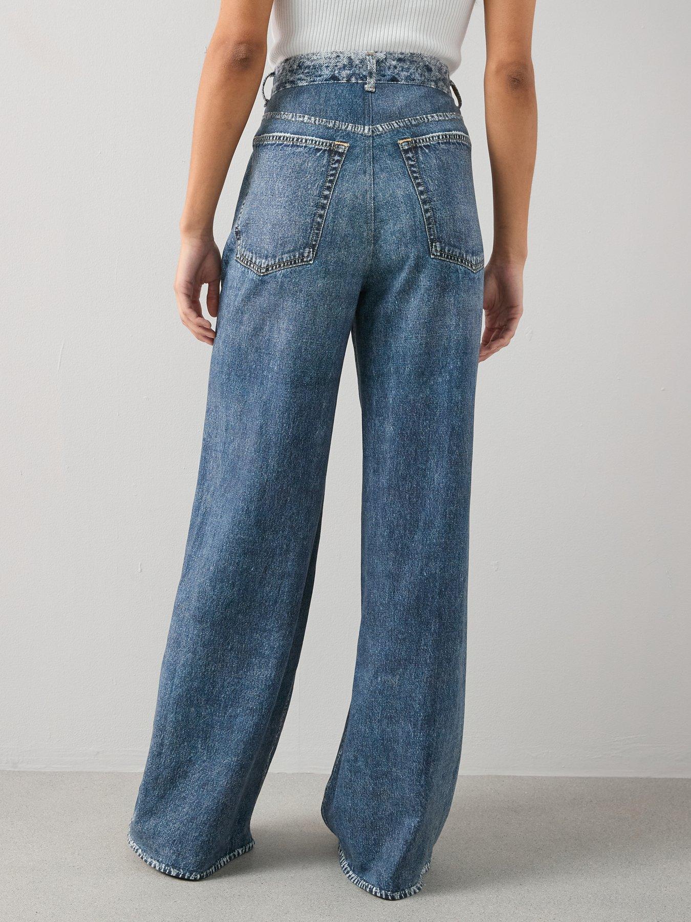 The Very Collection Stretch Denim Look Wide Leg Jean - Blue | Very