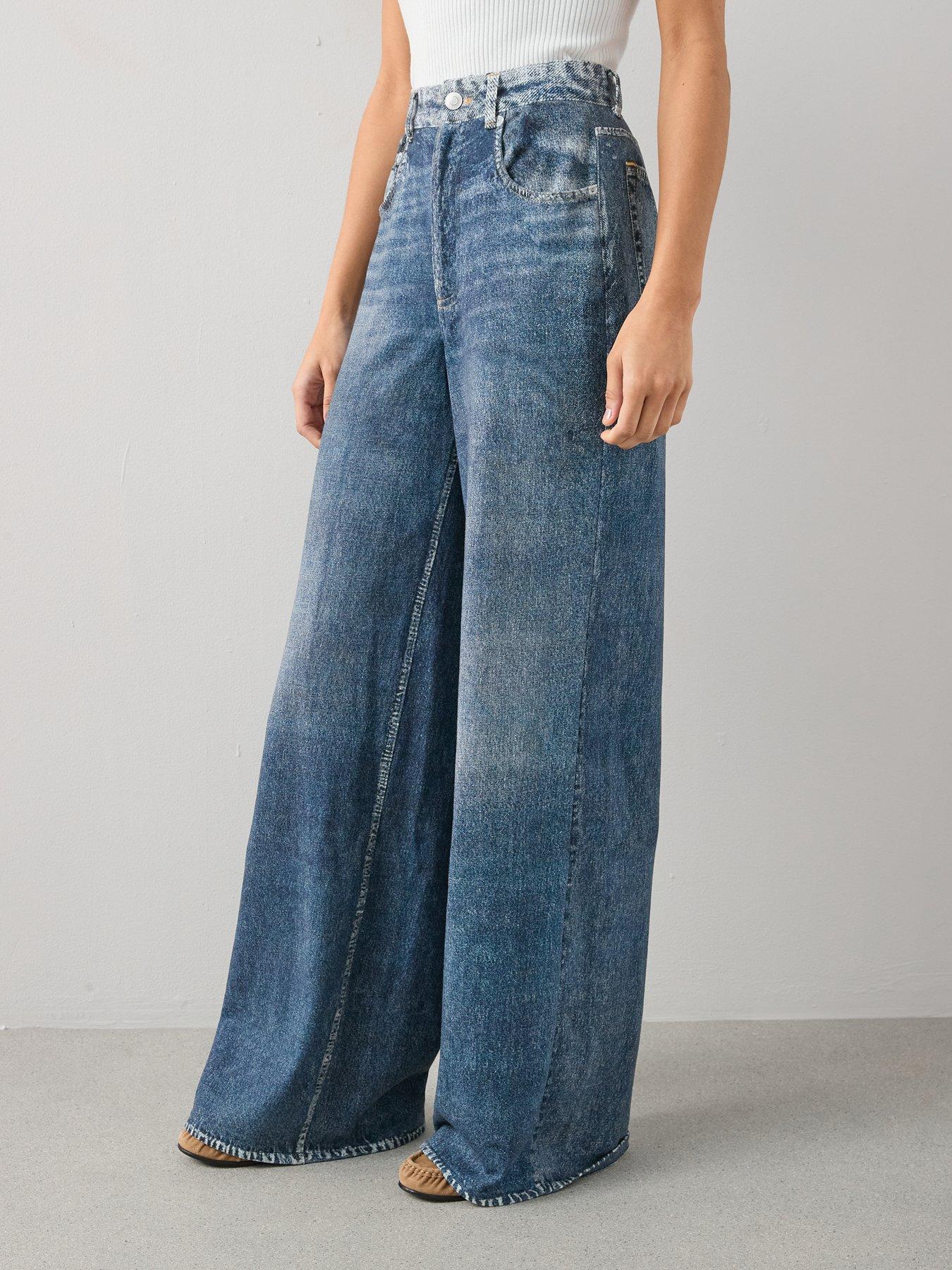 The Very Collection Stretch Denim Look Wide Leg Jean - Blue | Very