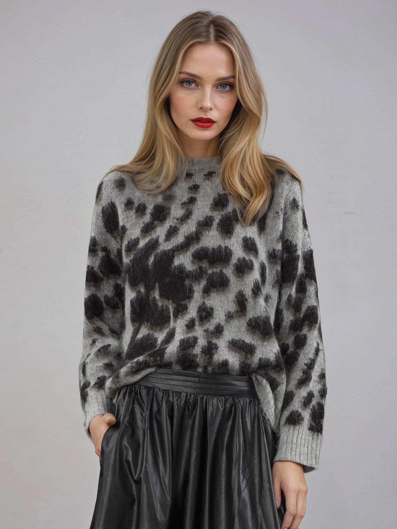 Religion Erin Crew Neck Animal Leopard Print Jumper - Animal | Very
