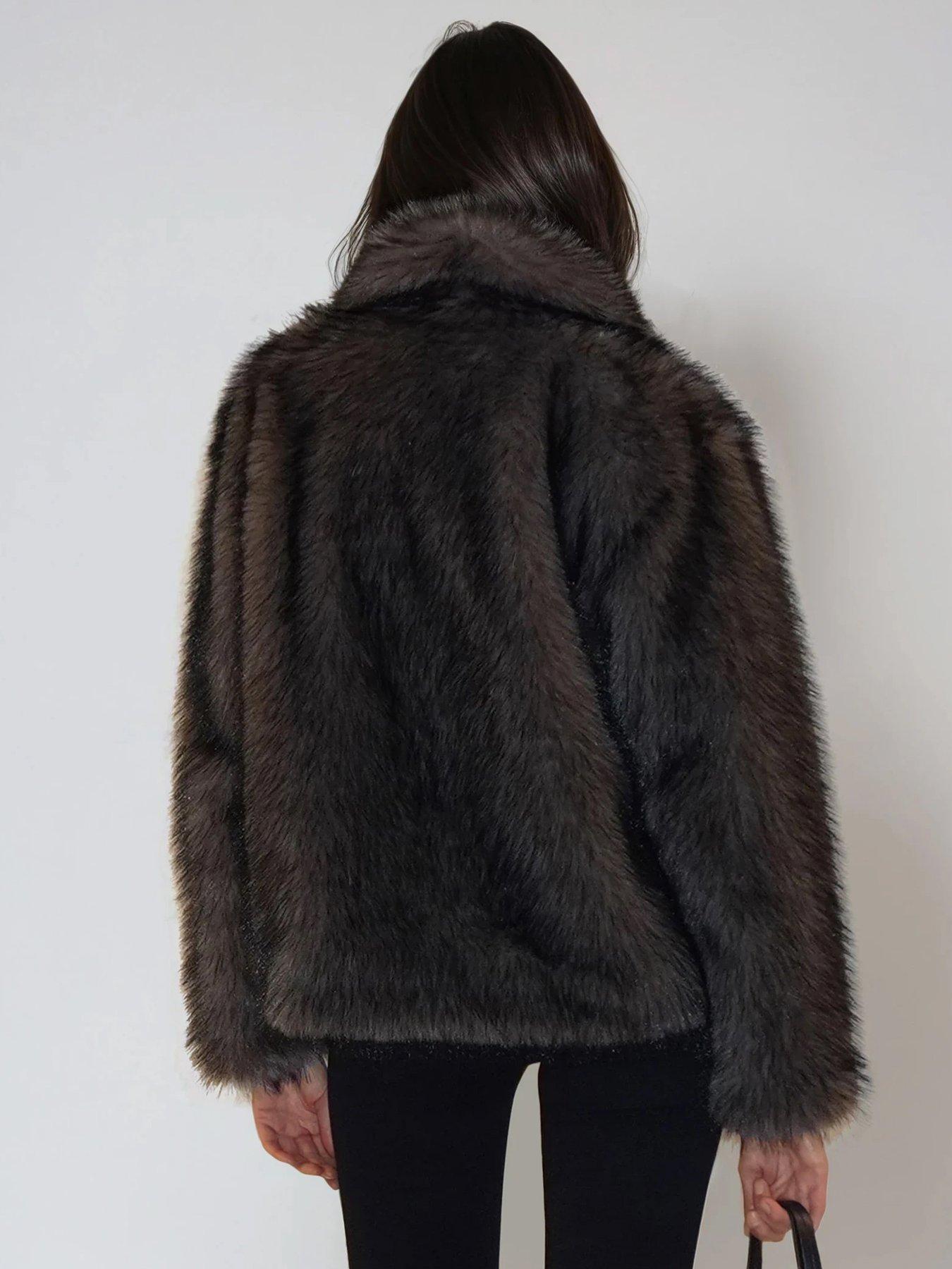 Religion Short Luna Faux Fur Coat - Brown | Very