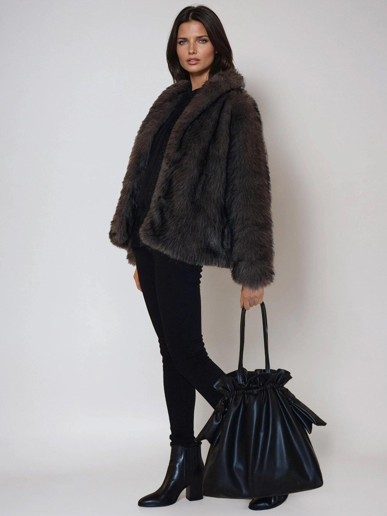 Religion Short Luna Faux Fur Coat - Brown | Very
