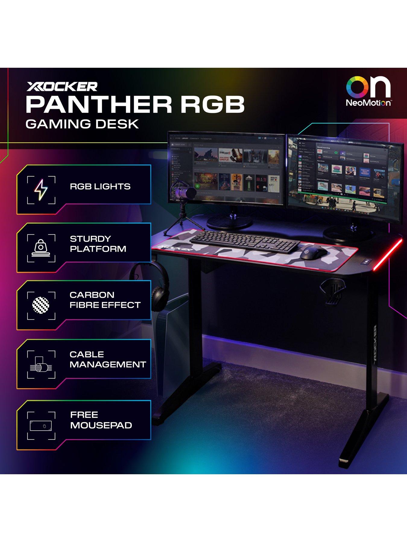X Rocker Gaming Bundle Panther RGB LED Desk and Saturn Mid-Back Office ...