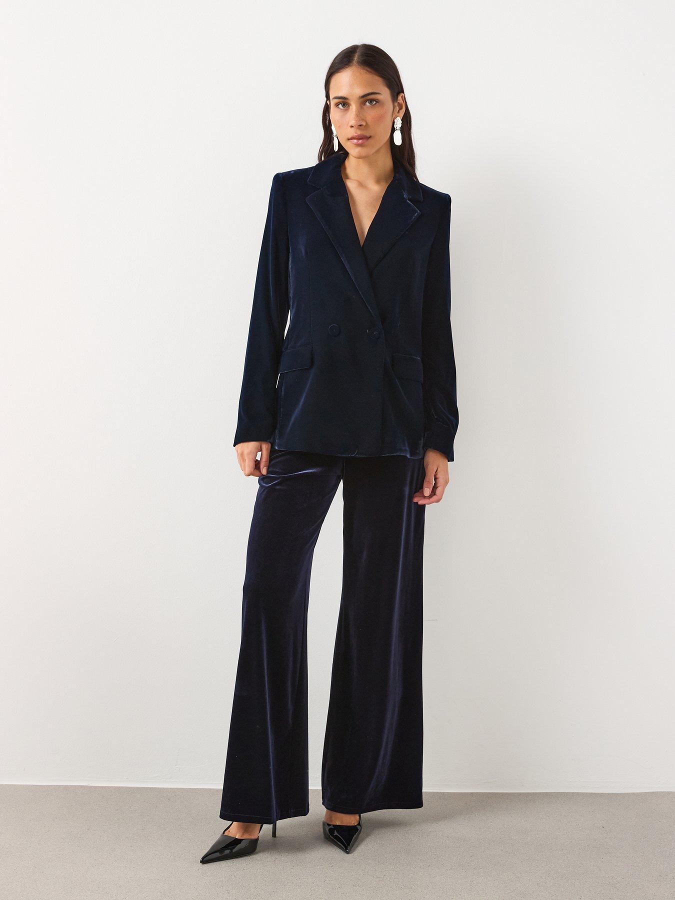 Mango Velvet Tailored Blazer - Navy | Very