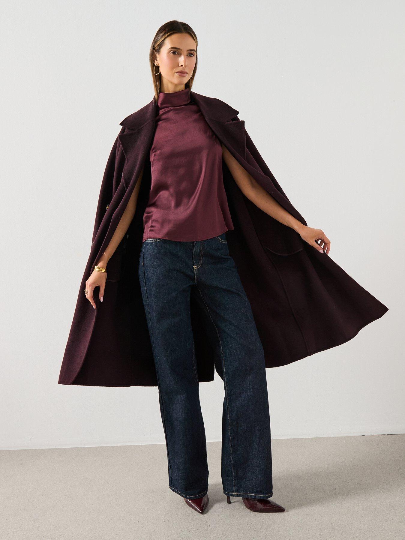Mango High Neck Satin Blouse - Burgundy | Very