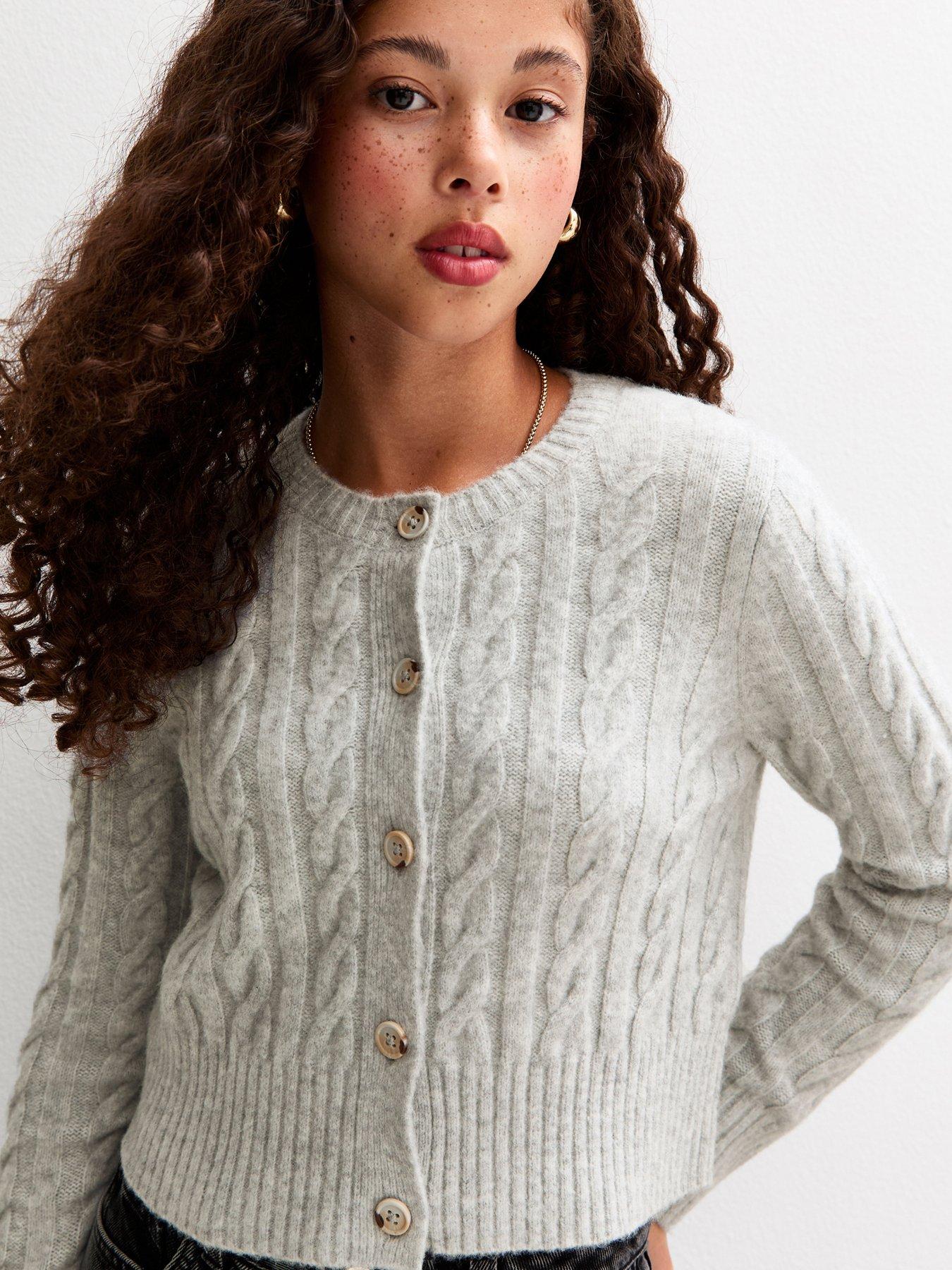 New Look 915 Girls Cable Knit Cardigan - Grey | Very