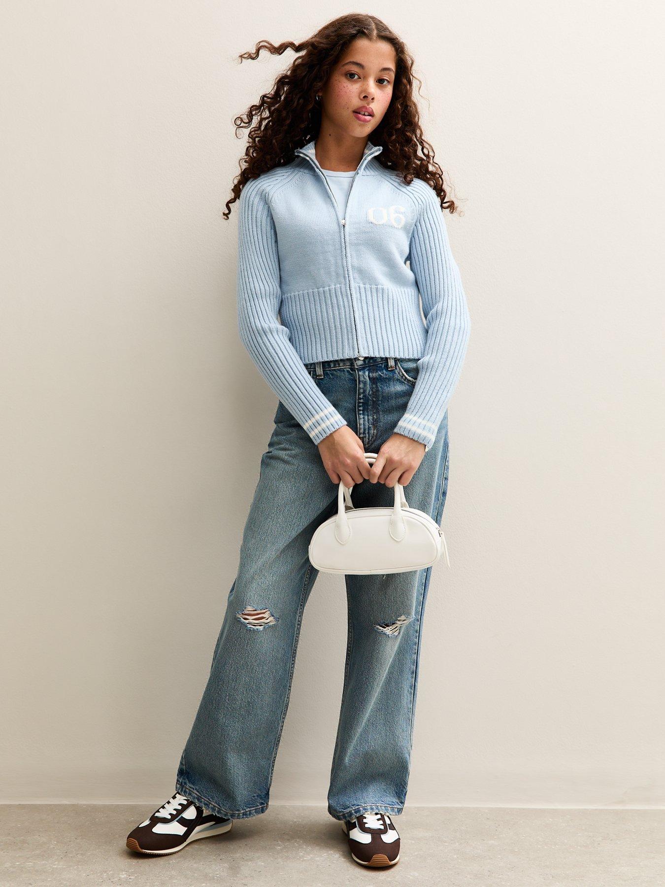 New Look 915 Girls Light Blue 06 Knit Zip Through Sweatshirt | Very