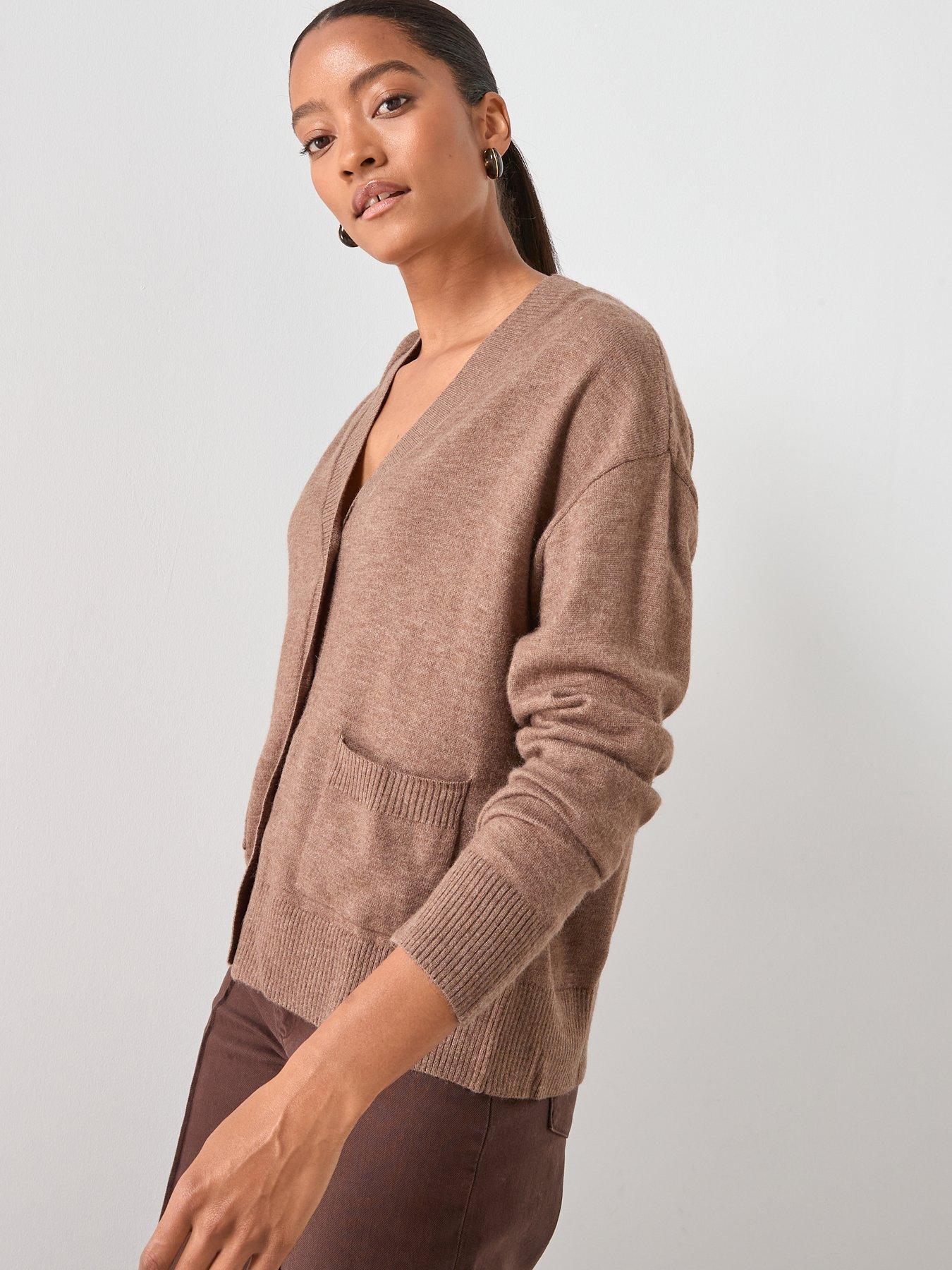 Mango V-Neck Cardigan With Pockets - Brown | Very