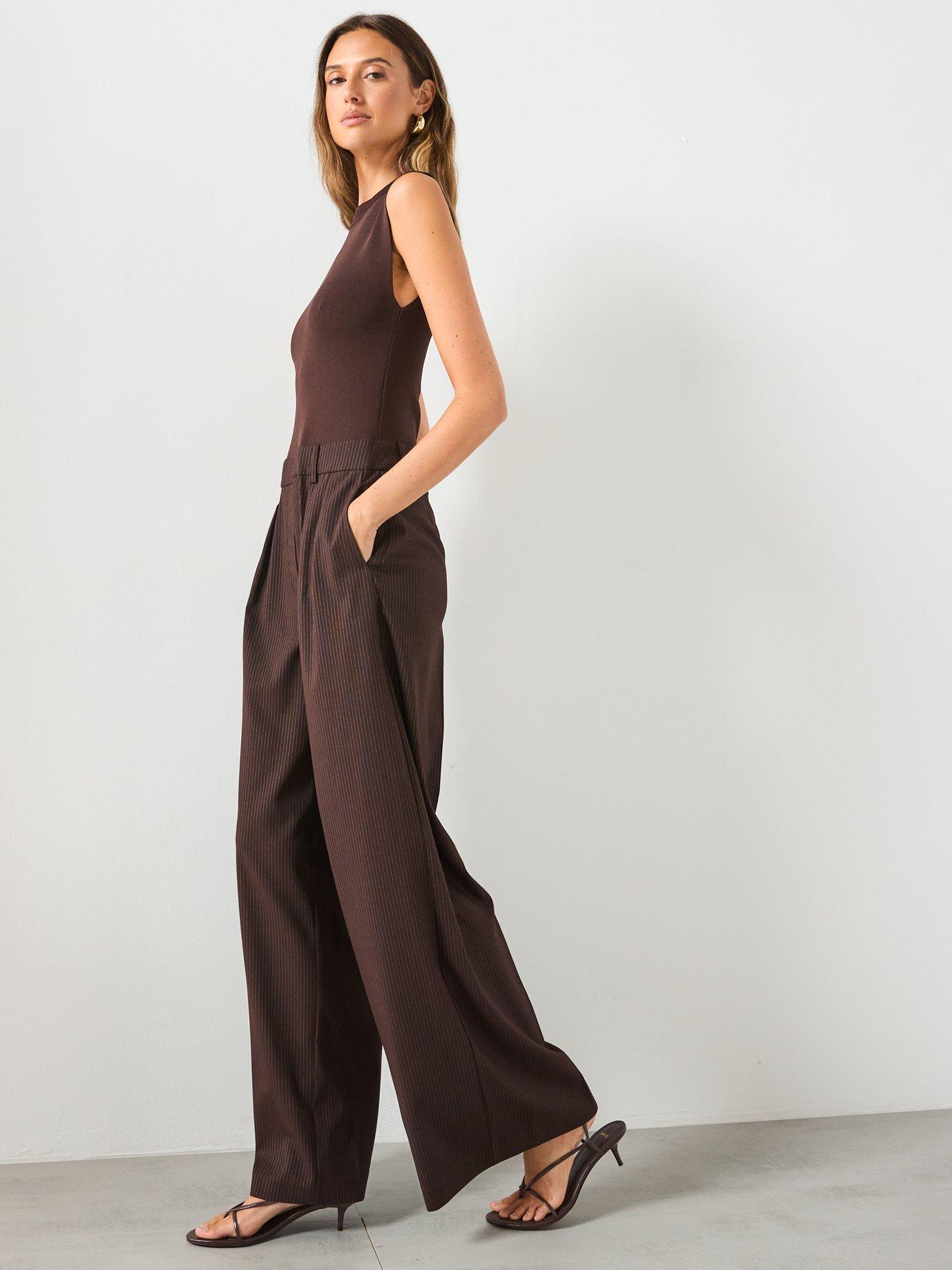Mango Pinstripe Jumpsuit Combination - Brown | Very
