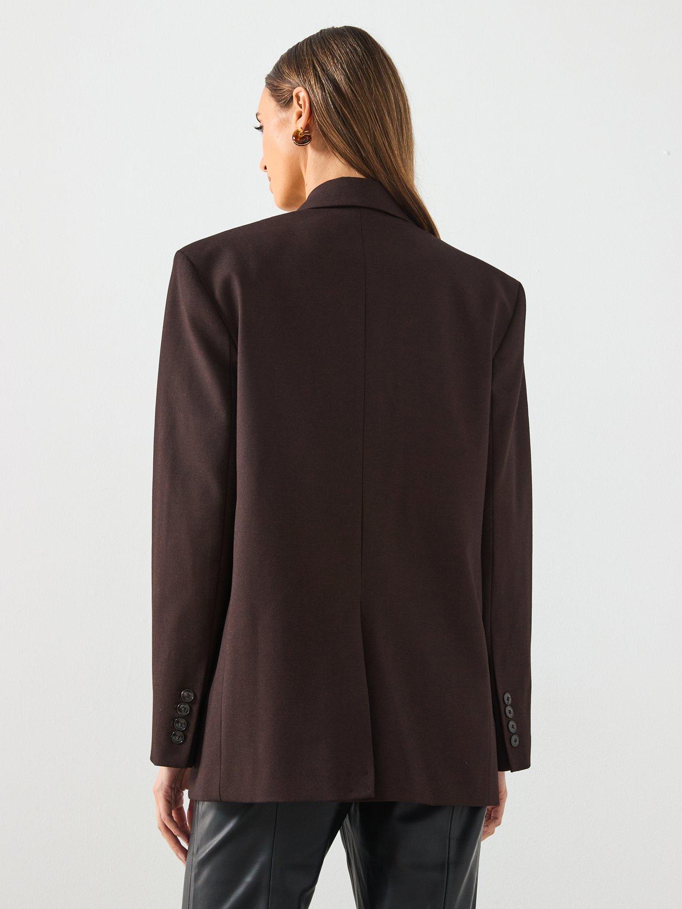 Mango Straight Fit Suit Jacket - Brown | Very