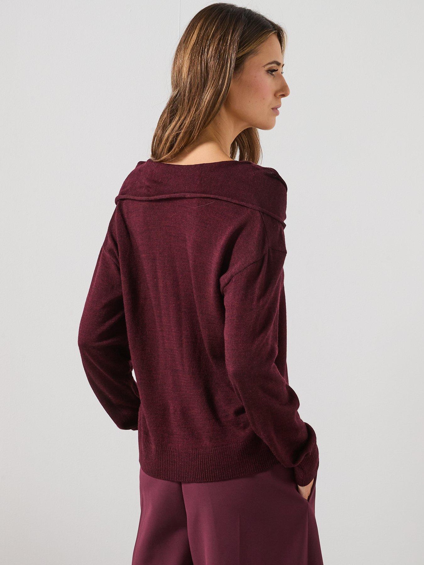 Mango V-Neck Jumper With Scarf - Red | Very
