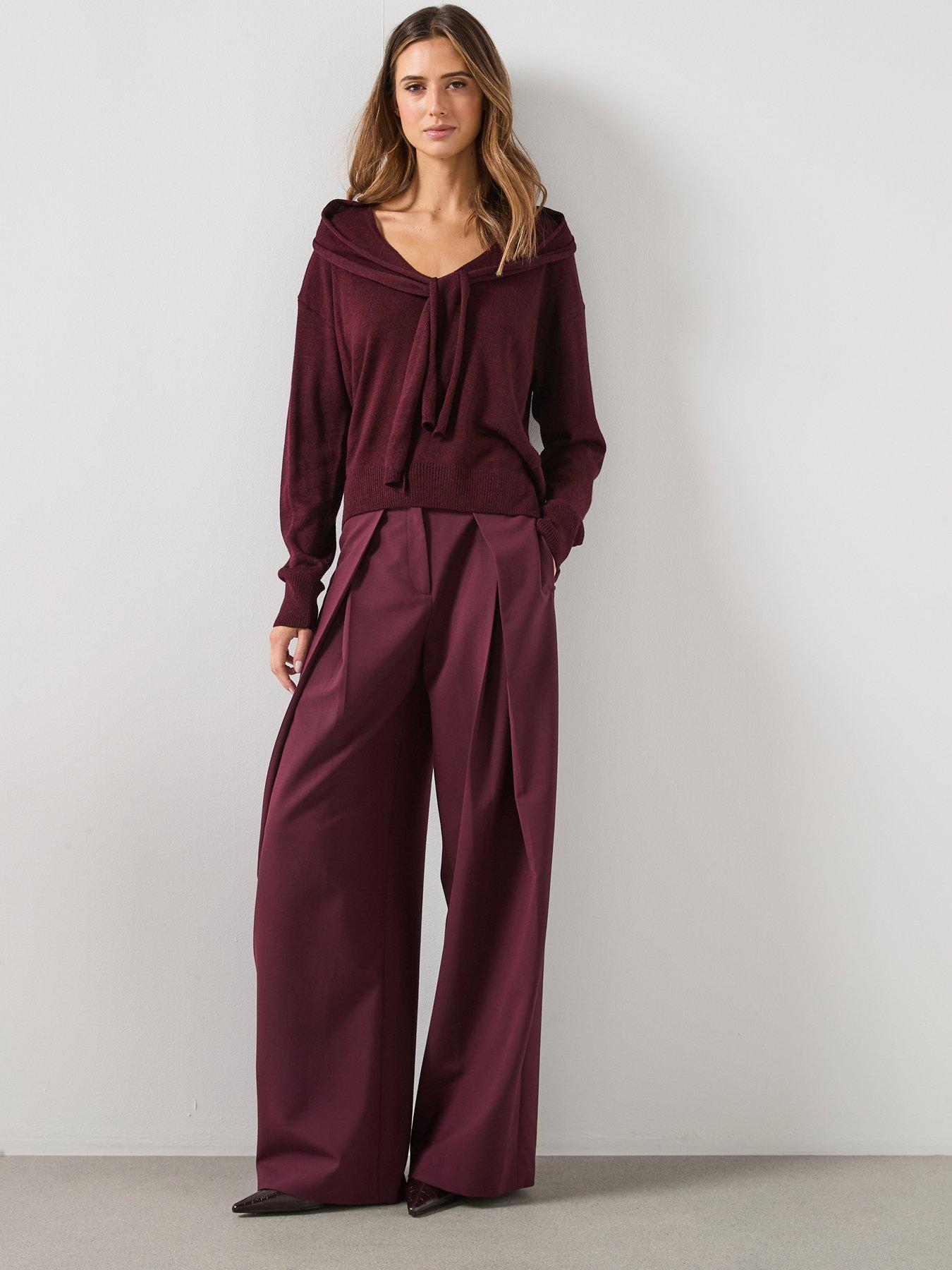 Mango V-Neck Jumper With Scarf - Red | Very