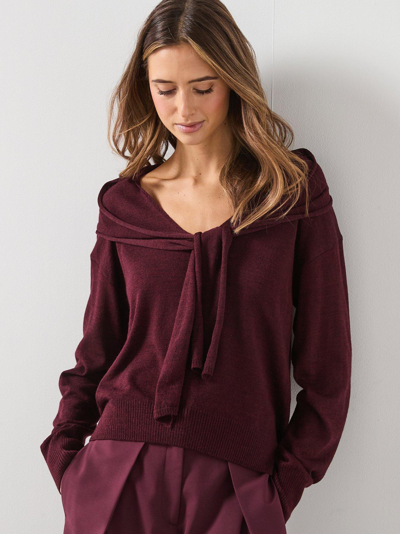 Mango V-Neck Jumper With Scarf - Red | Very