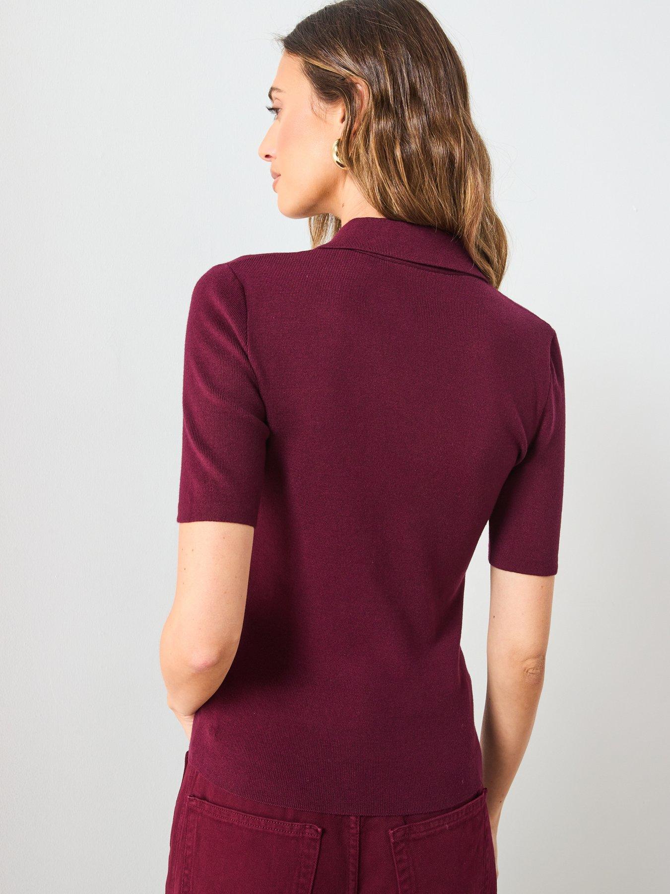 Mango Fine Knit Sweater With Shirt Collar - Red | Very
