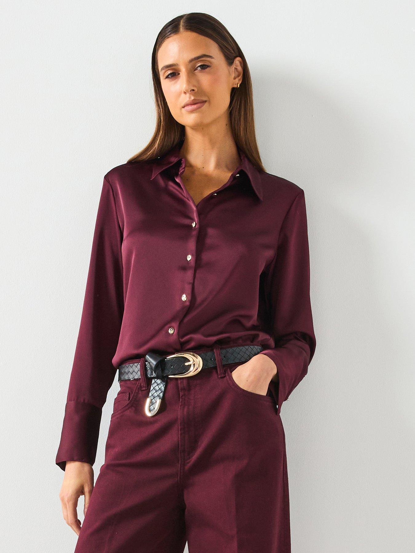 Mango Satin Finish Flowy Shirt - Red | Very
