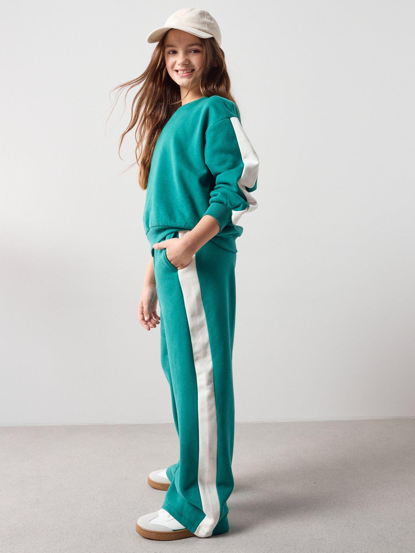 The Very Collection Girls Sweater with Side Stripes - Green | Very