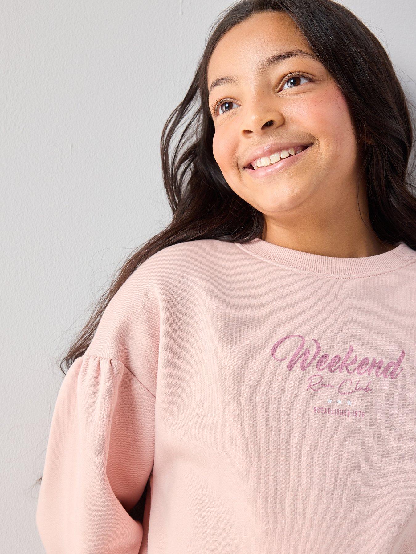 The Very Collection Girls Sweater Dress With Slogan - Pink | Very
