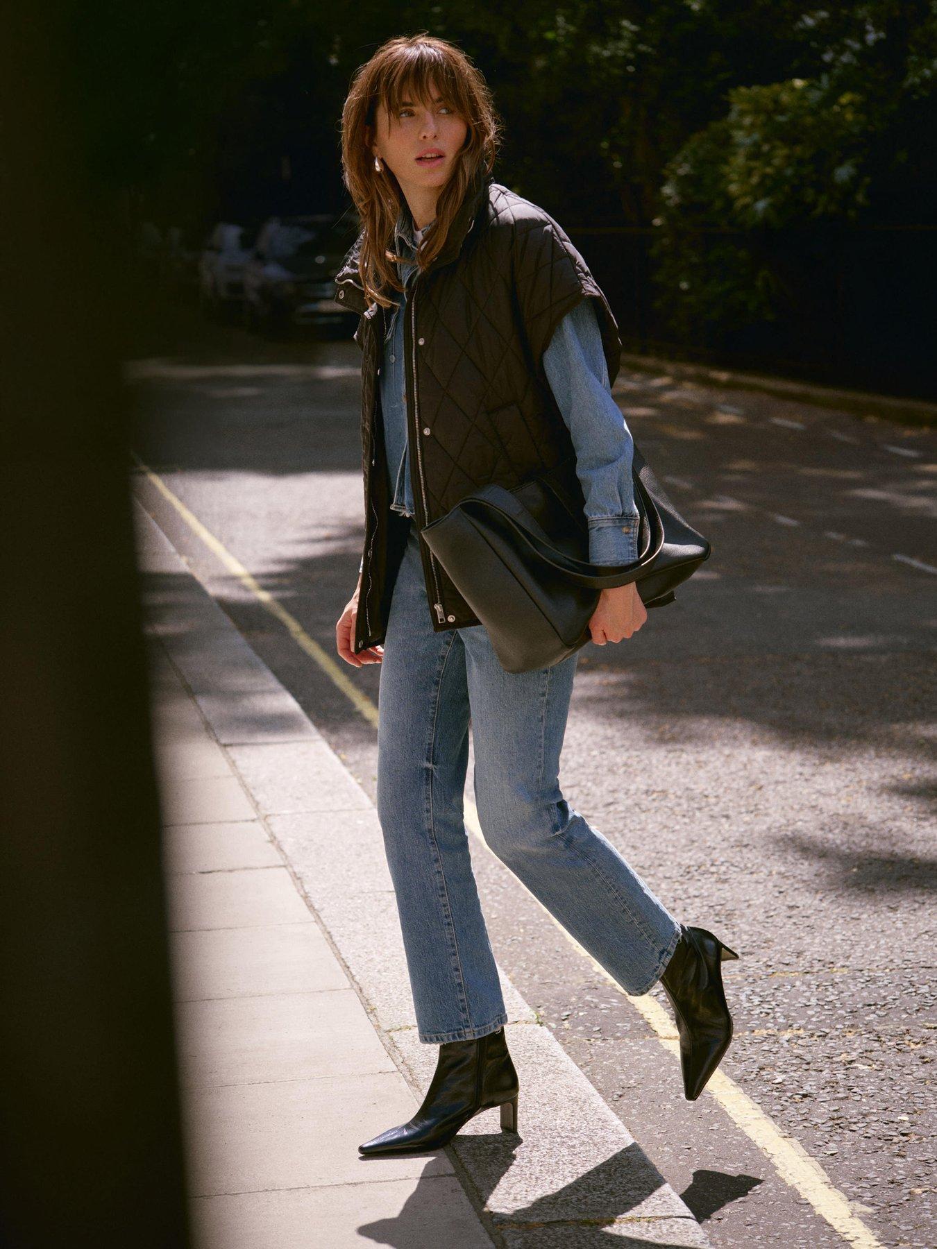 Mint Velvet Quilted Oversized Gilet - Black | Very