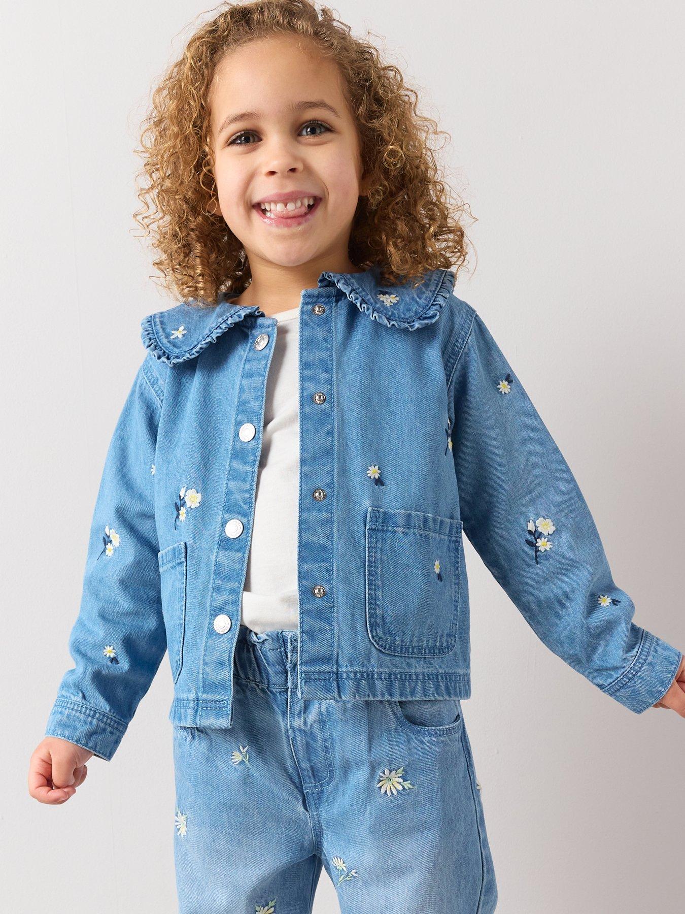 The Very Collection Girls Embroidered Denim Set - Mid Wash | Very