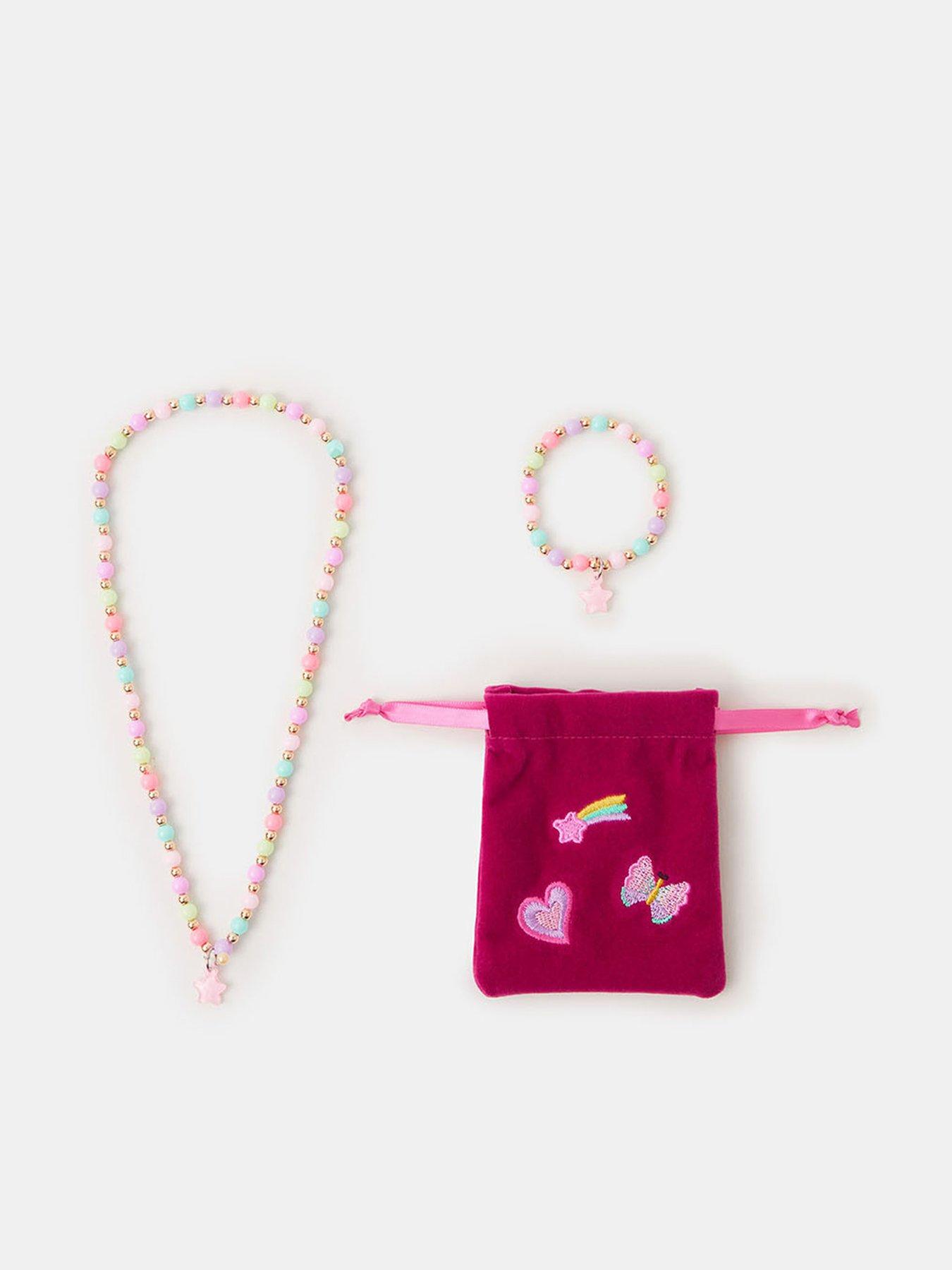 Accessorize Girls Jewellery Set & Gift Pouch - Pink | Very