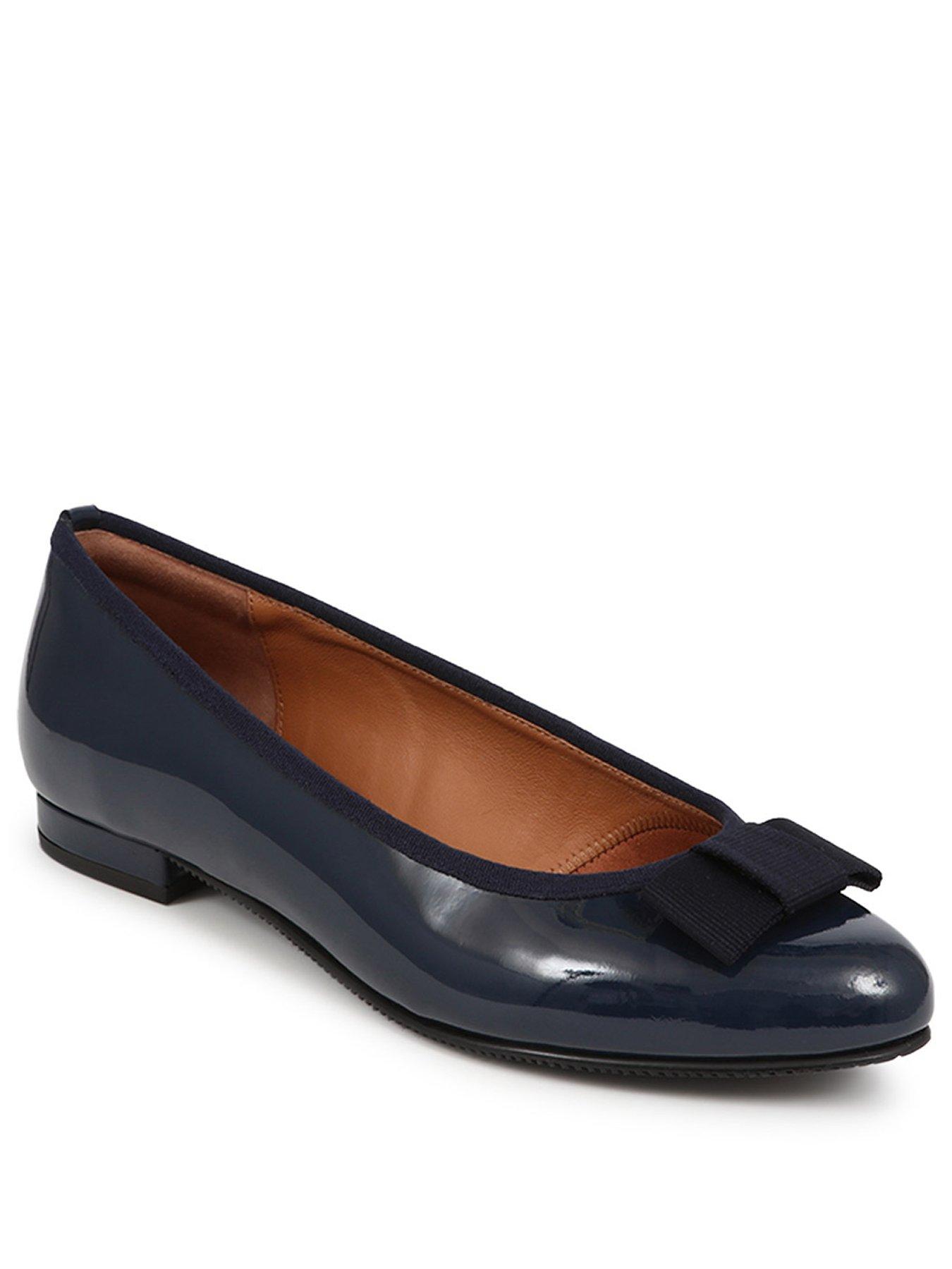 Jones Bootmaker Soleil Wide Fit Patent Ballerina - Navy | Very