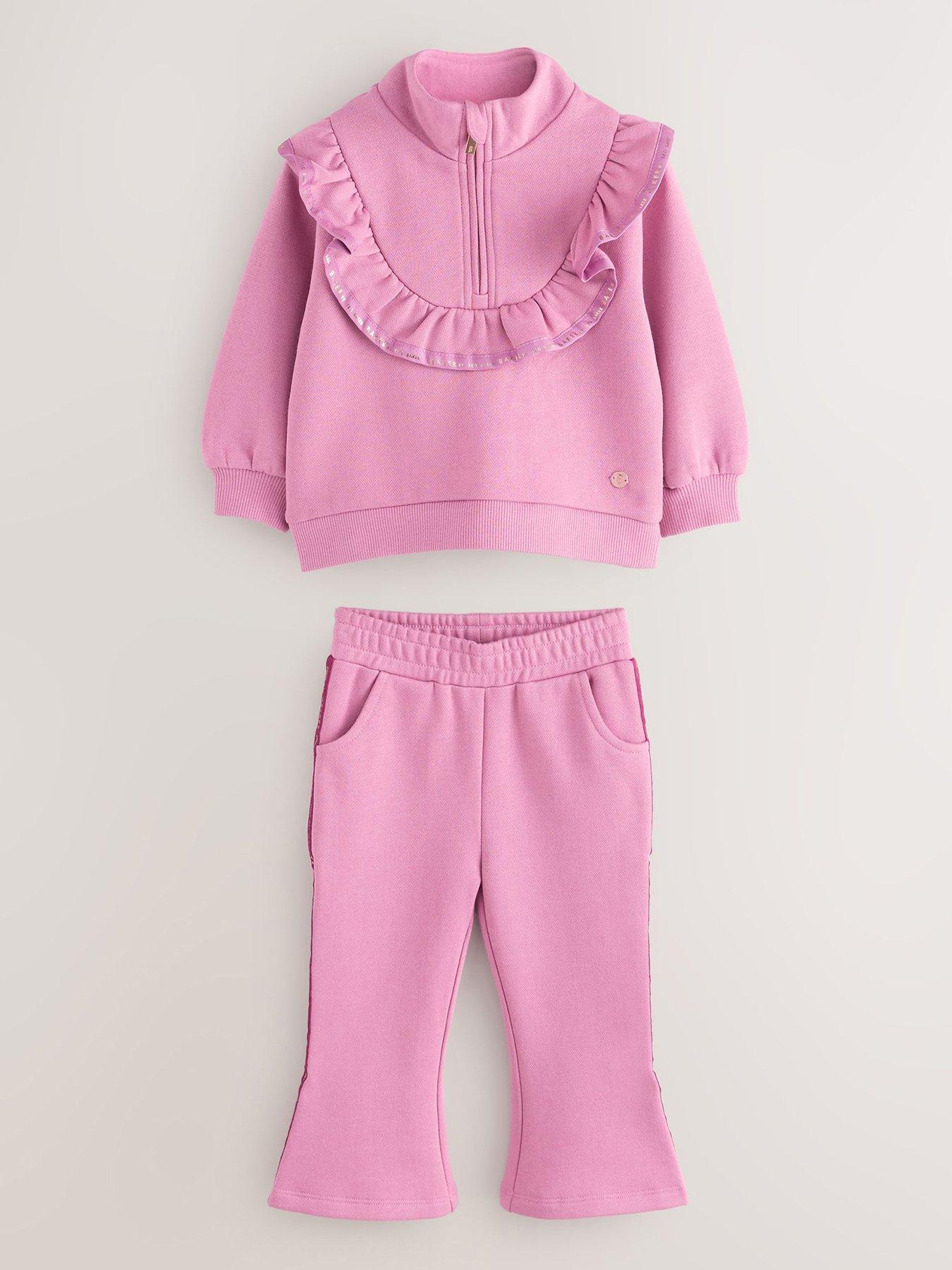 Ted Baker Younger Girls Ruffle Flare Sweat Set - Pink | Very
