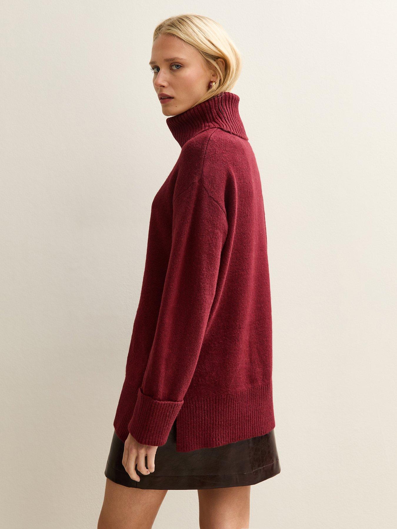 New Look Dark Red Longline Roll Neck Jumper | Very