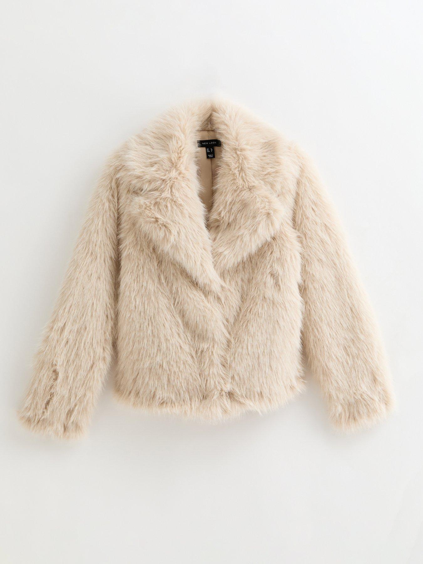 New Look Cream Faux Fur Coat | Very