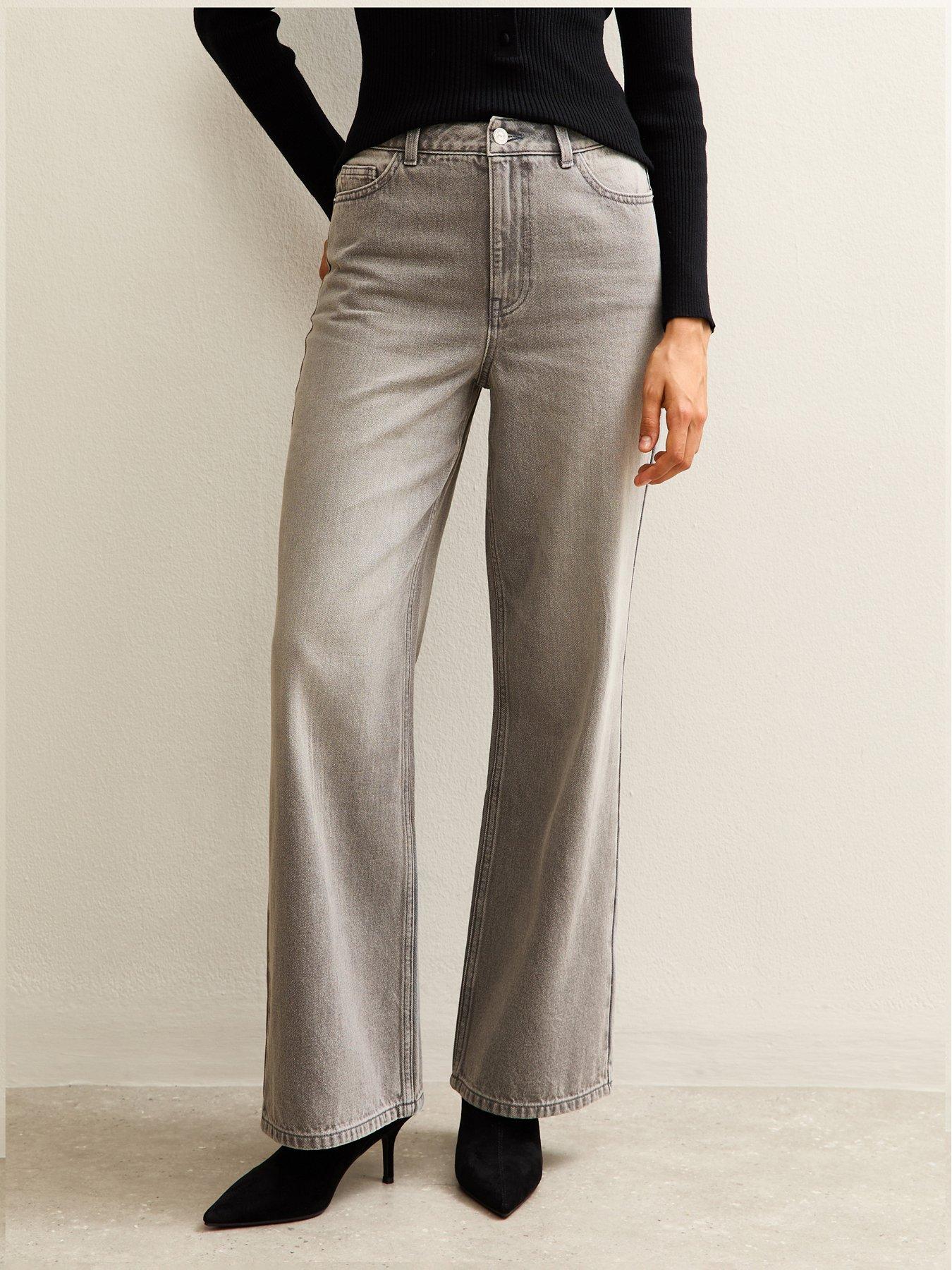 New Look Adalae High Waisted Wide Leg Jeans - Grey | Very