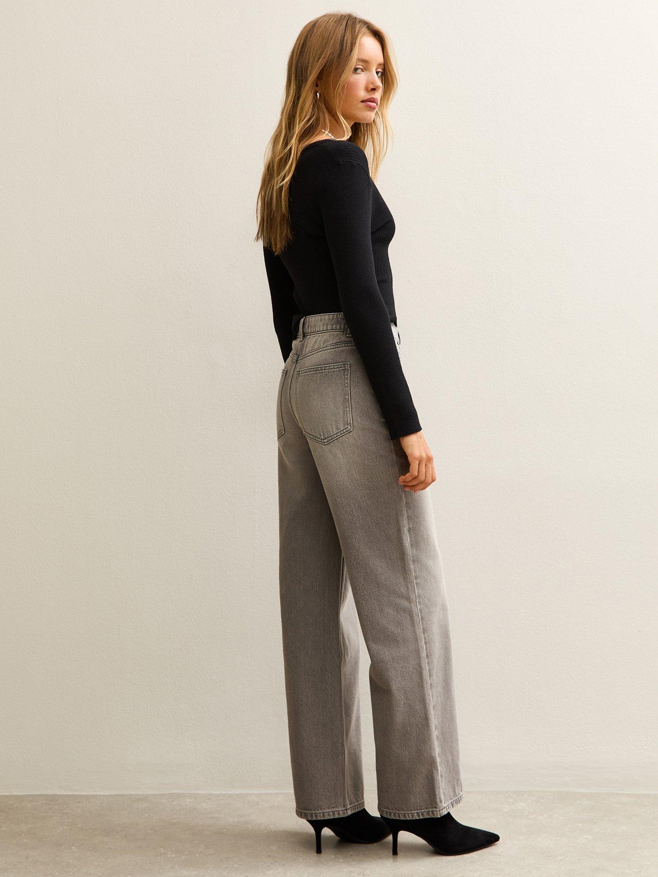 New Look Adalae High Waisted Wide Leg Jeans - Grey | Very