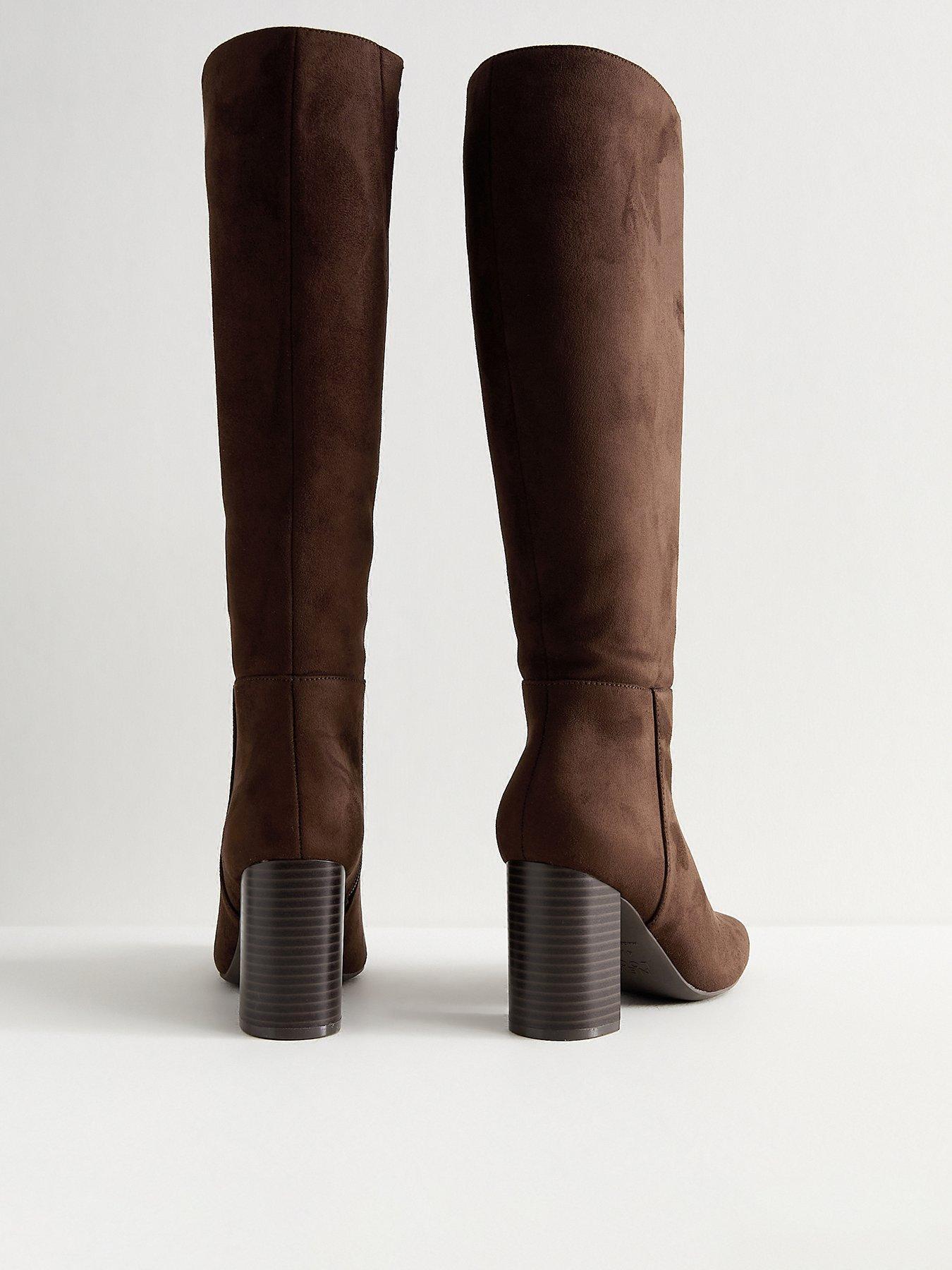 New Look Faux Suede Knee High Boots - Brown | Very