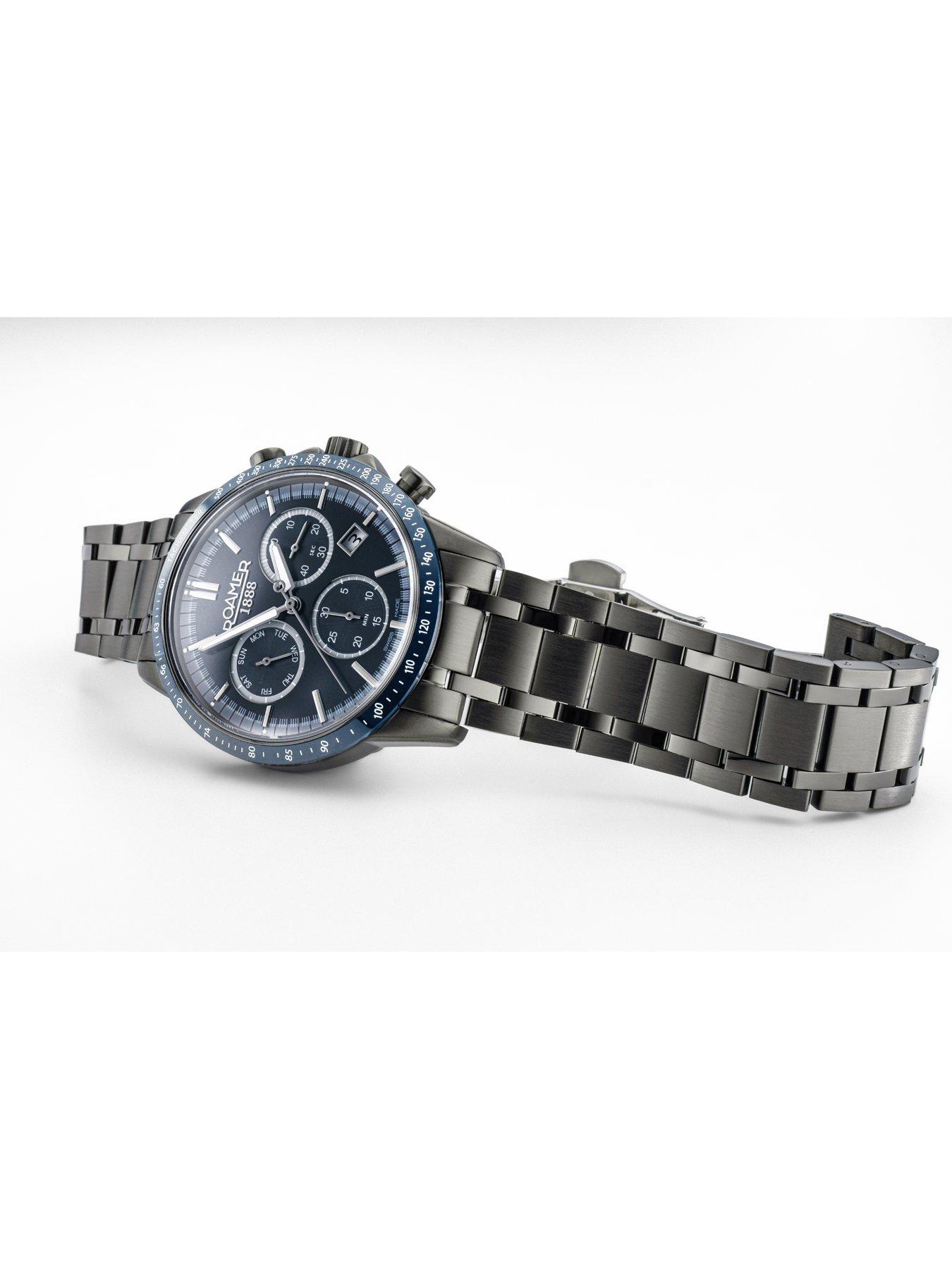 Roamer of Switzerland Roamer Mecury Chronograph Blue Dial Grey IP ...
