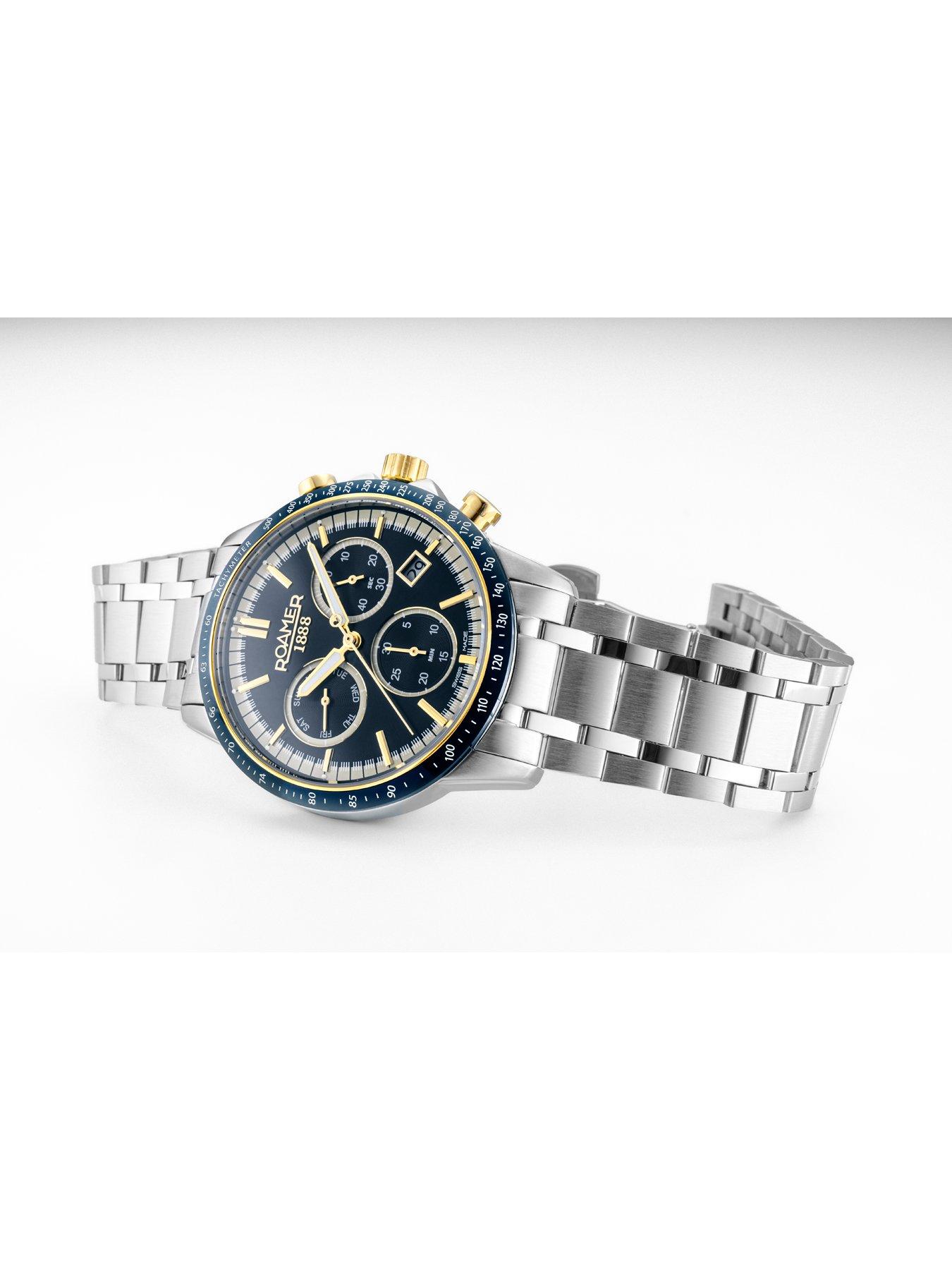 Roamer of Switzerland Mercury Chronograph Blue/Gold Dial Stainless ...